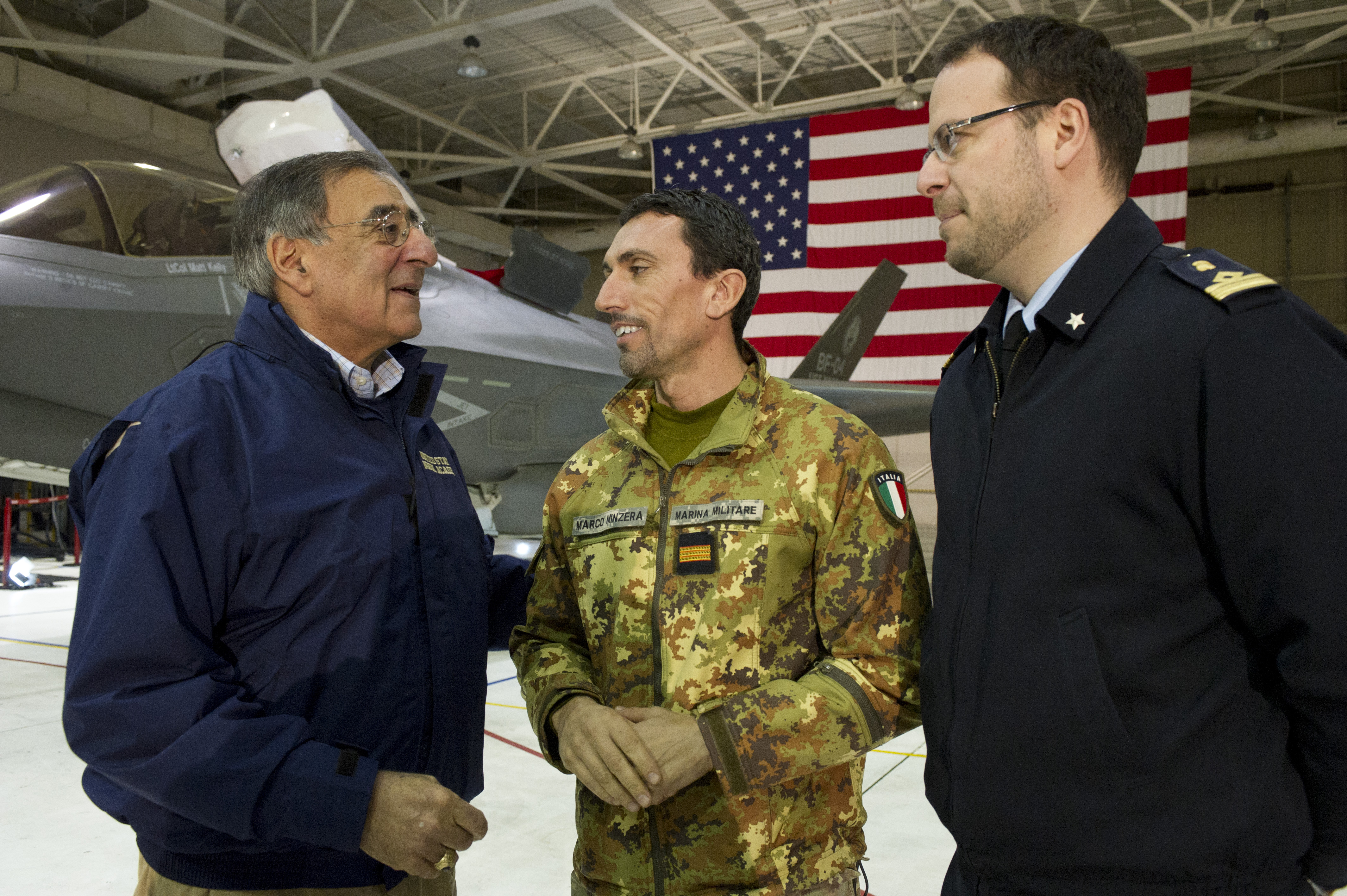 Defense Secretary Leon E. Panetta speaks to members of the Italian ...