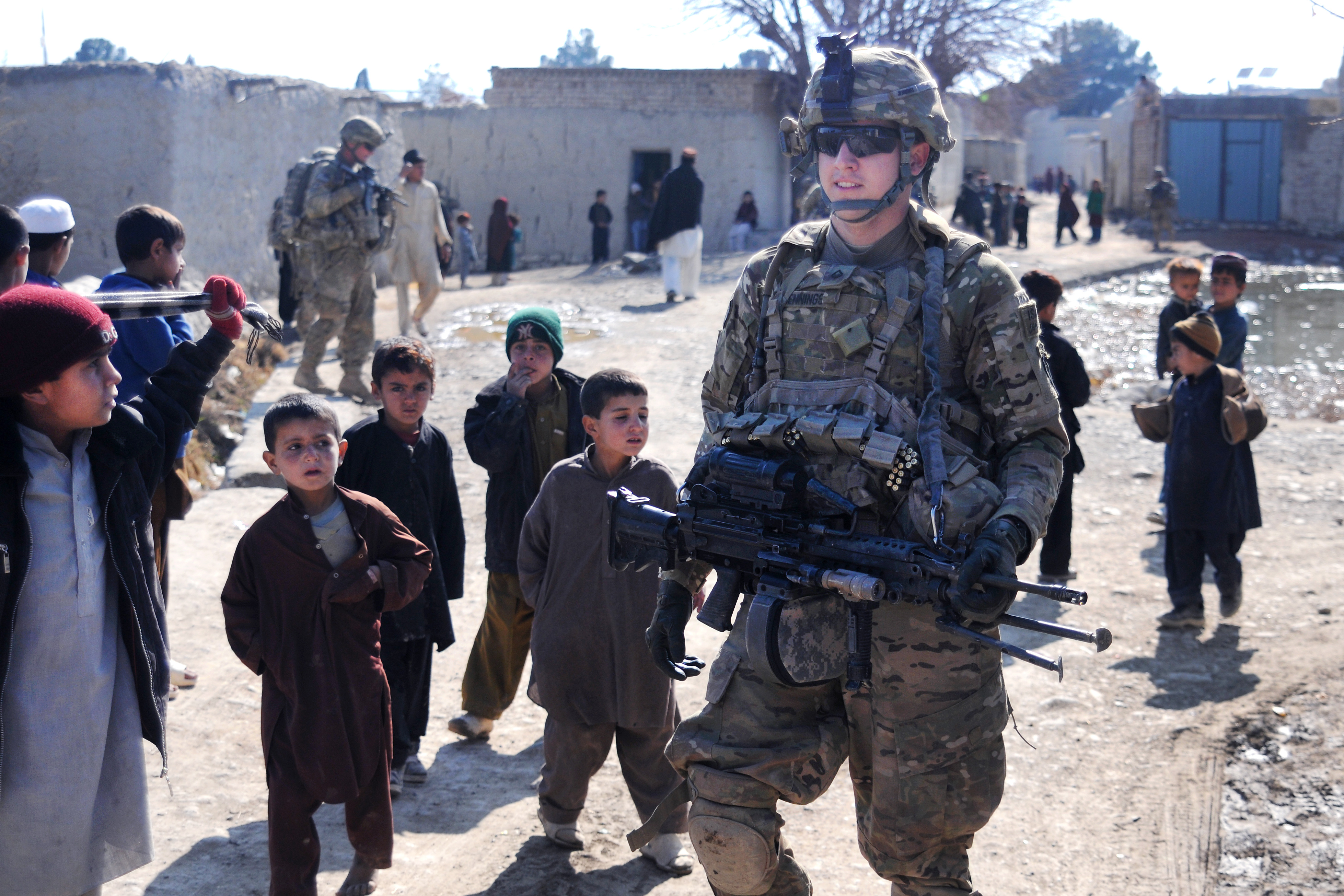 U.S. Army Pfc. Tyler Jennings conducts a combat patrol in Khowst ...