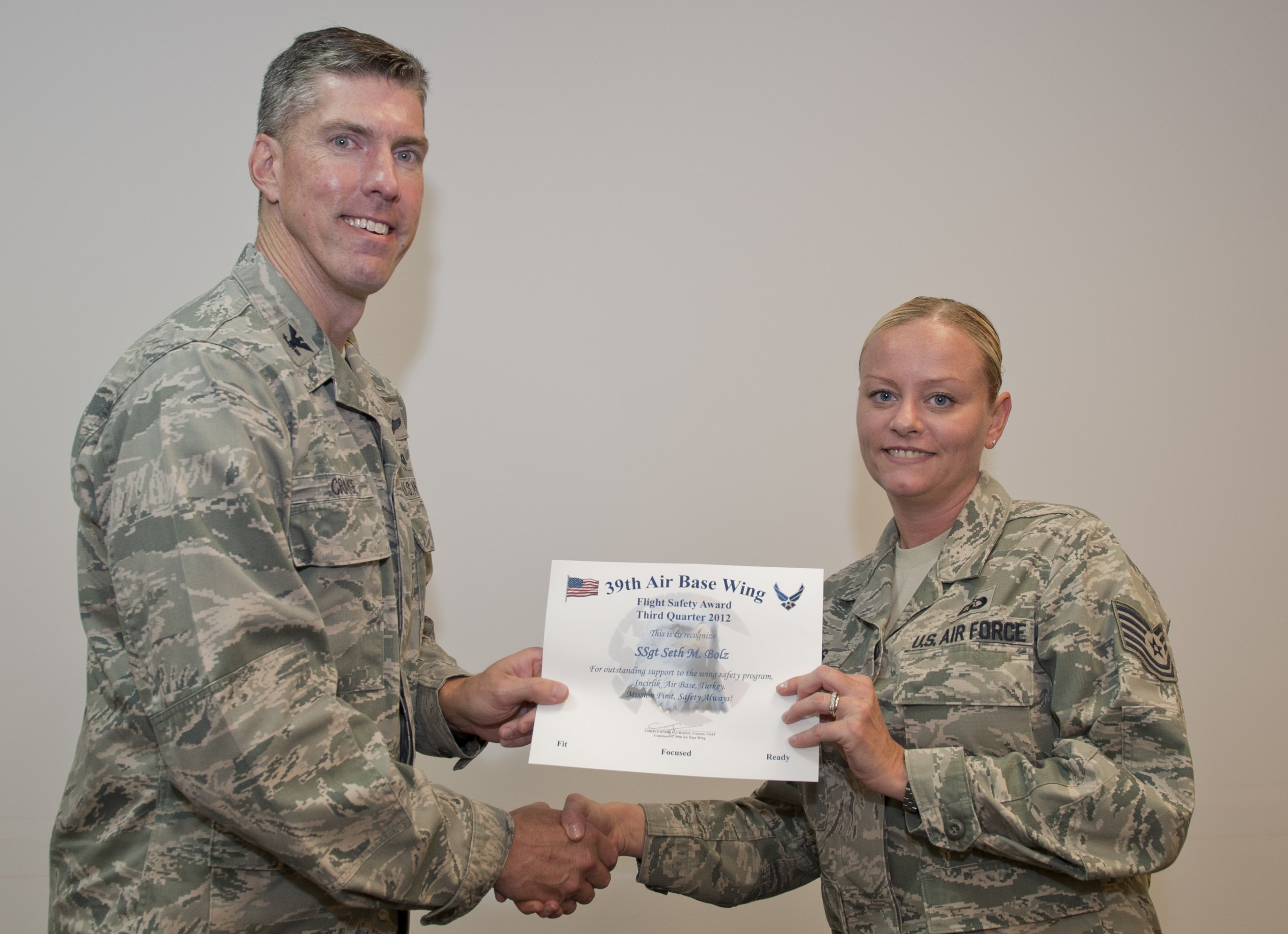 Airmen receive quarterly safety awards