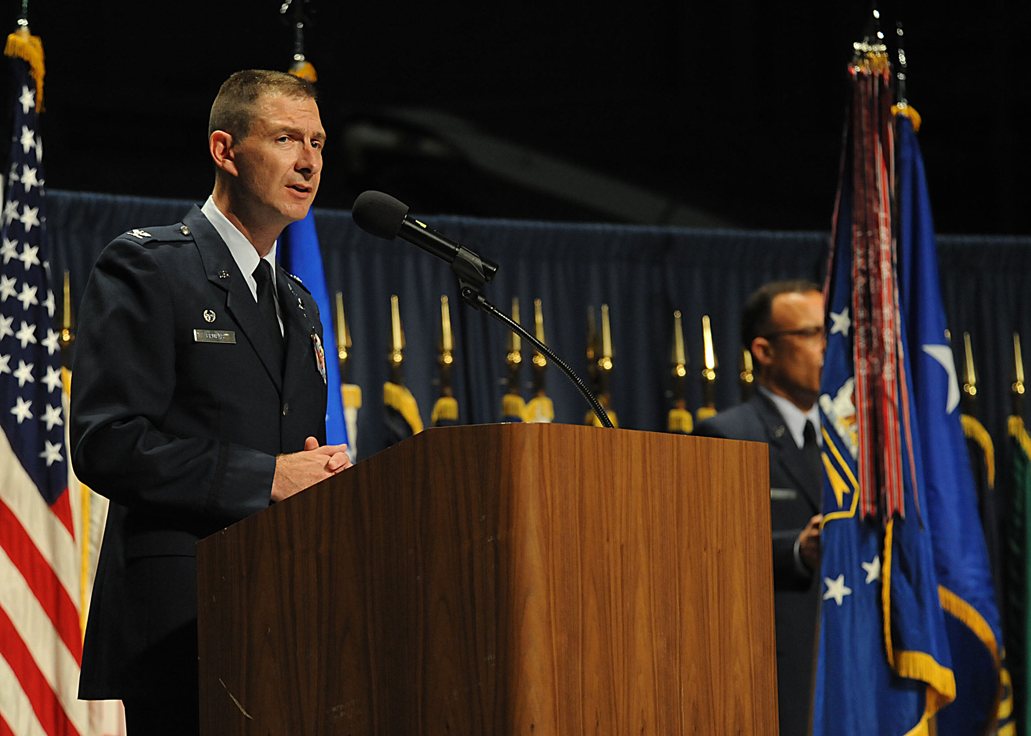 New NASIC commander addresses family, friends and NASIC Airmen