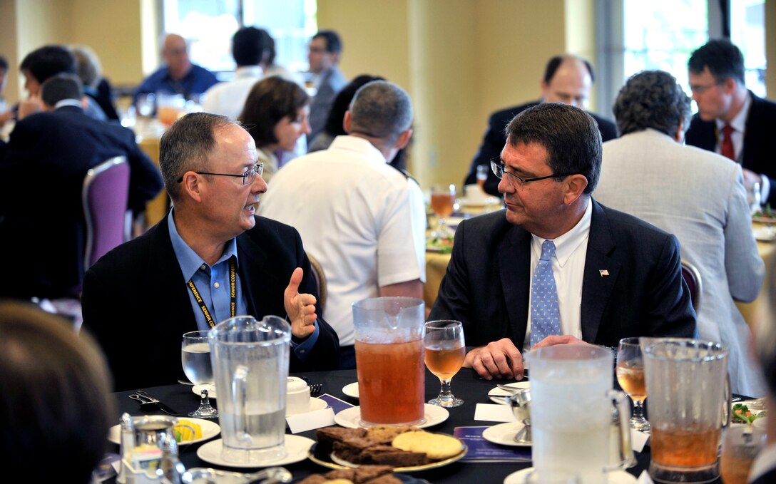 Deputy Defense Secretary Ashton B. Carter talks with Army Gen. Keith B ...