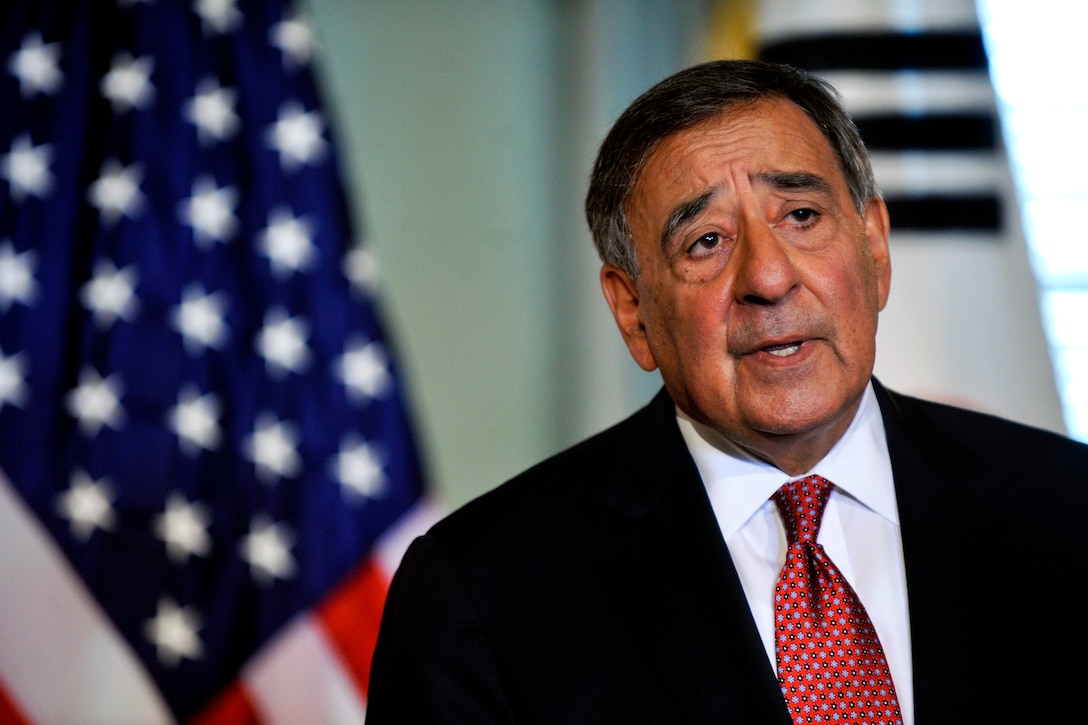 U.S. Defense Secretary Leon E. Panetta answers a reporter's question ...