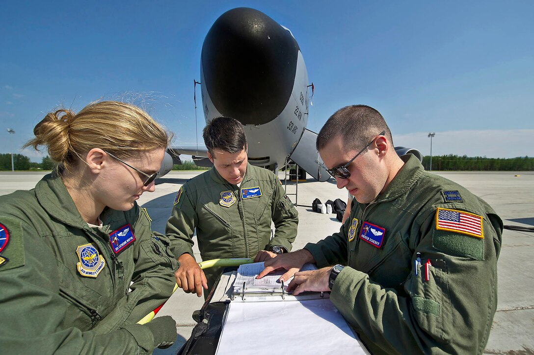 U.S. Air Force Senior Airman Catherine Norcom, left, and U.S. Air Force ...