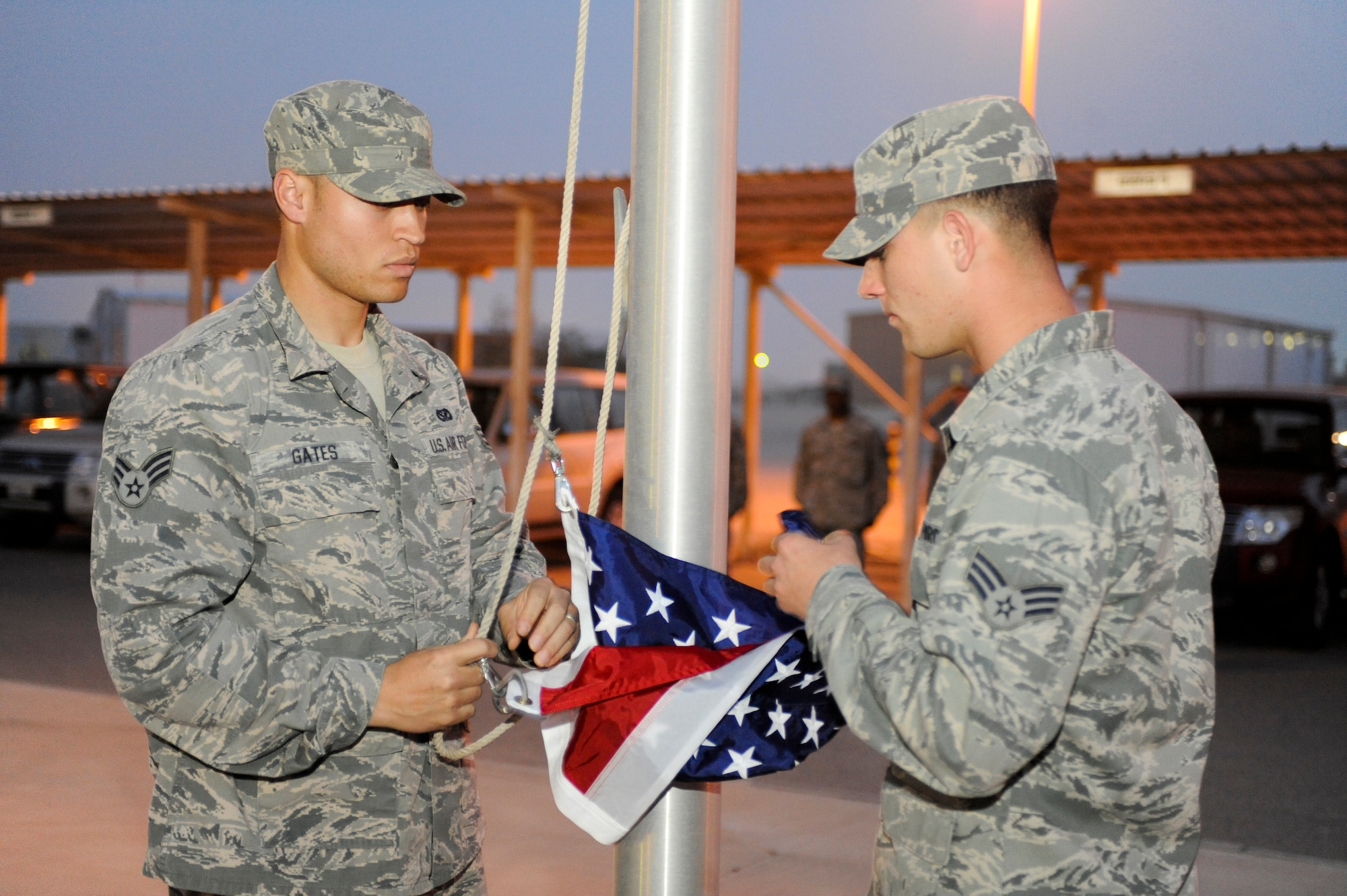 Respecting the colors: 332nd AEW honor guard replace a weathered Old ...