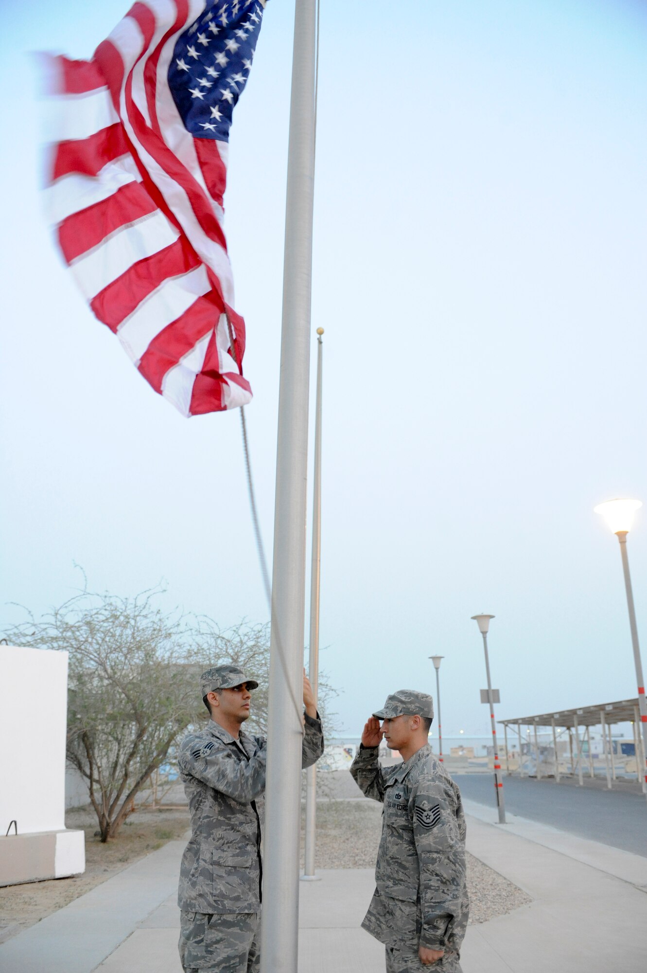 Respecting the colors: 332nd AEW honor guard replace a weathered Old ...