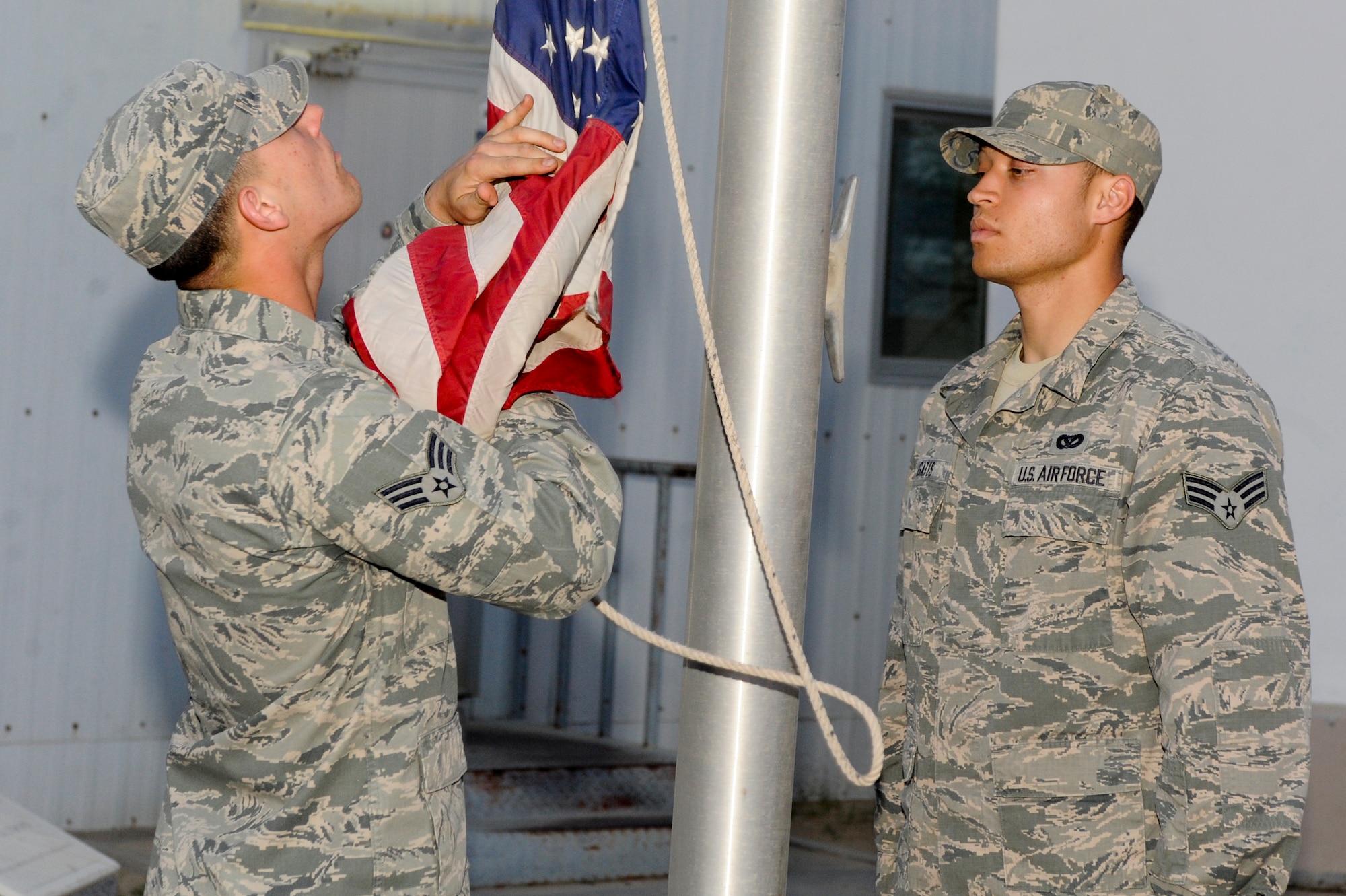 Respecting the colors: 332nd AEW honor guard replace a weathered Old ...