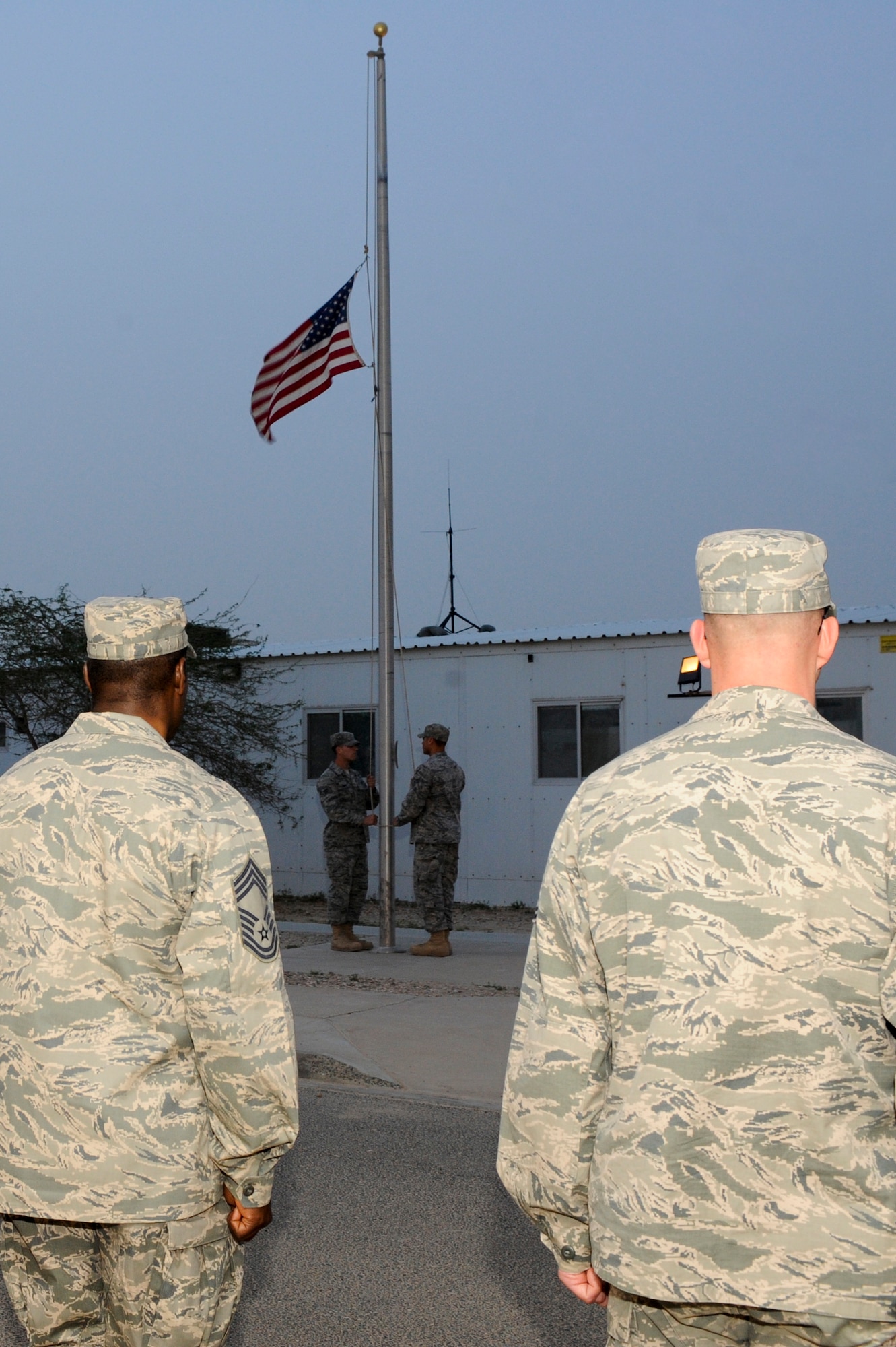 Respecting the colors: 332nd AEW honor guard replace a weathered Old ...