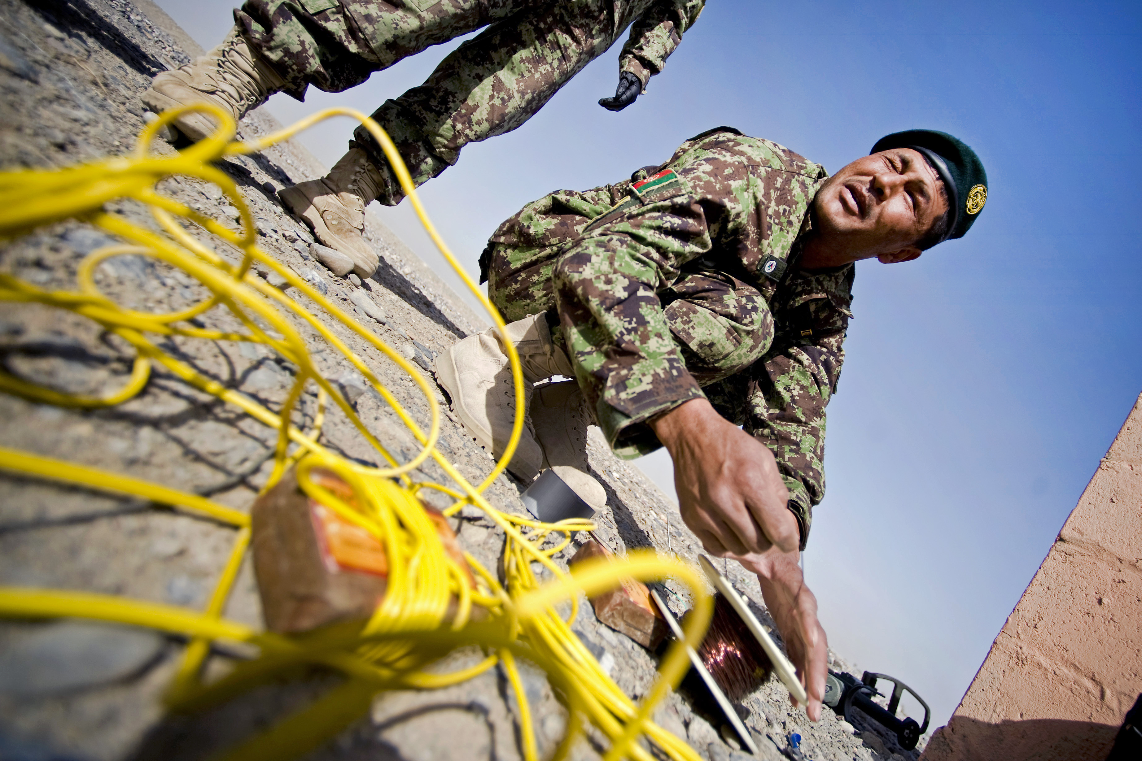 Abdul Zaher, an Afghan soldier, participates in a training exercise ...