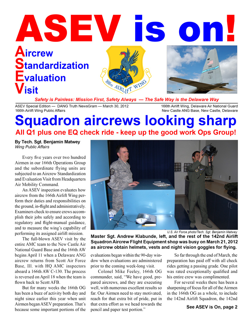 Cover page ASEV Special Edition DANG Truth NewsGram March 30, 2012