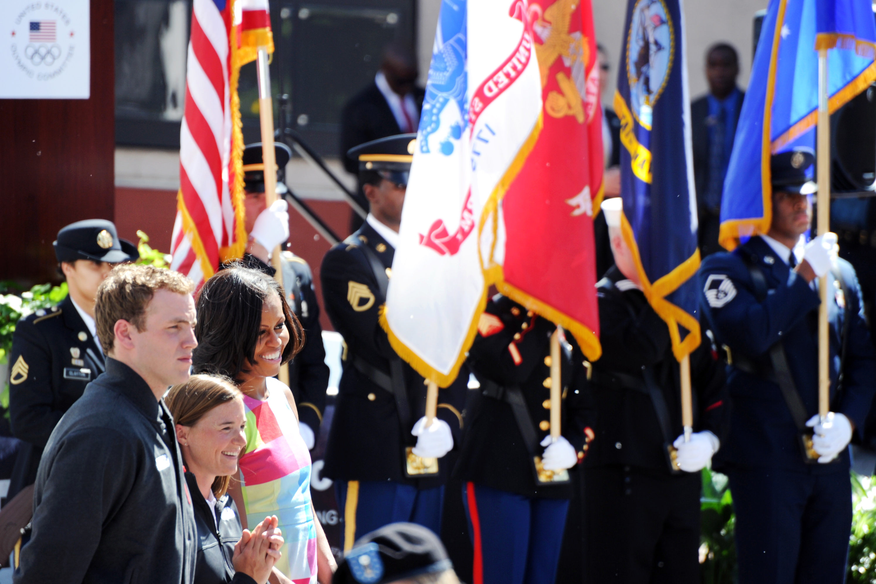 Michelle Obama At Flag Ceremony
