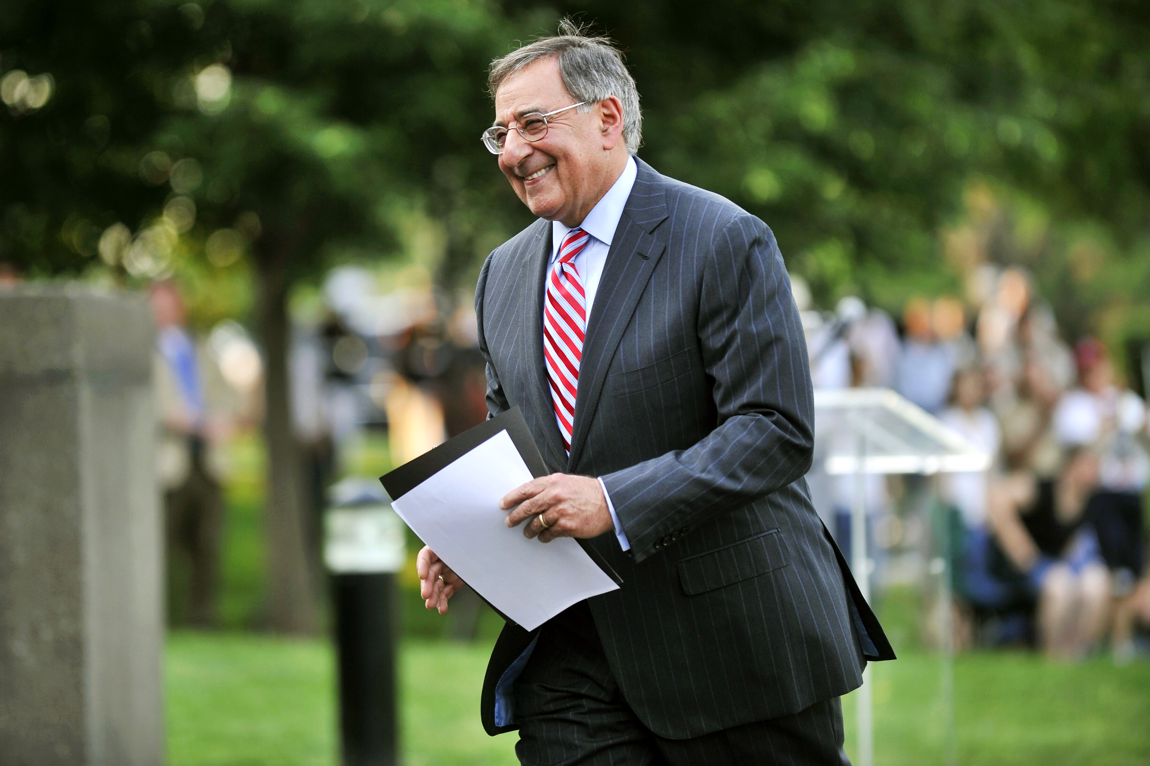 Defense Secretary Leon E. Panetta walks from the lectern after ...