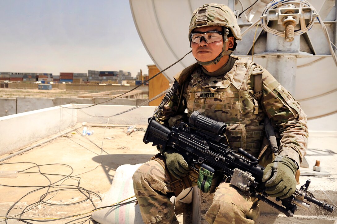 U.S. Army Spc. Otto Hunter provides security as leaders meet in ...