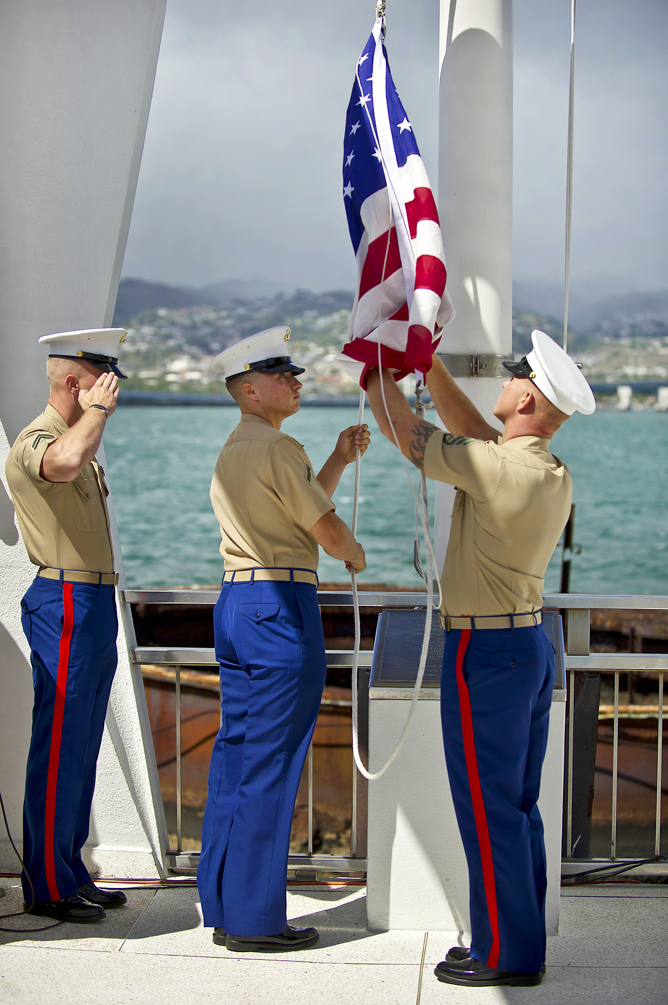 Marine Corps Cpl. Brandon Riles, right, salutes as Marine Corps Pfc ...