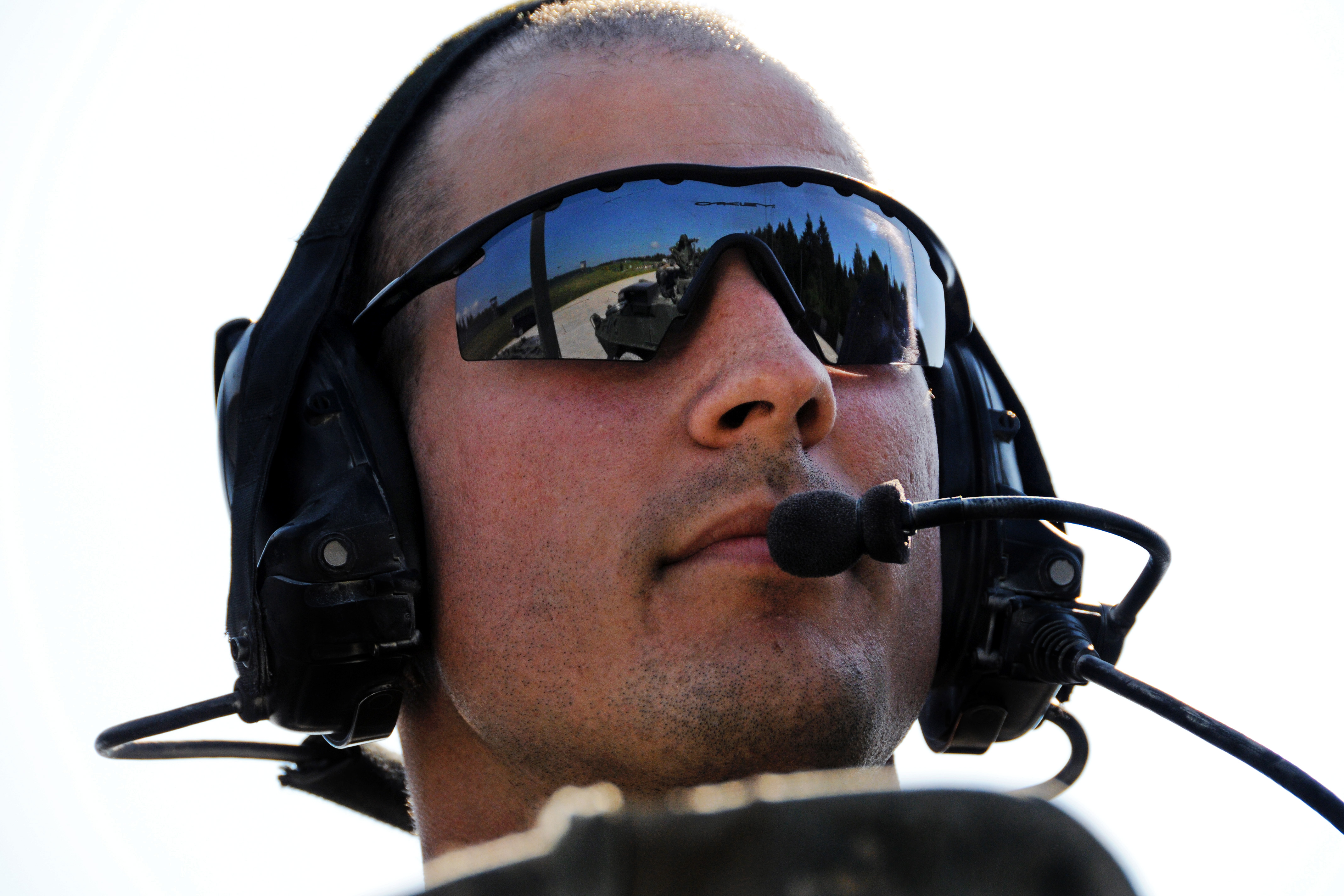U.S. Army Capt. Chad Campbell sits in the turret of a Stryker armored ...
