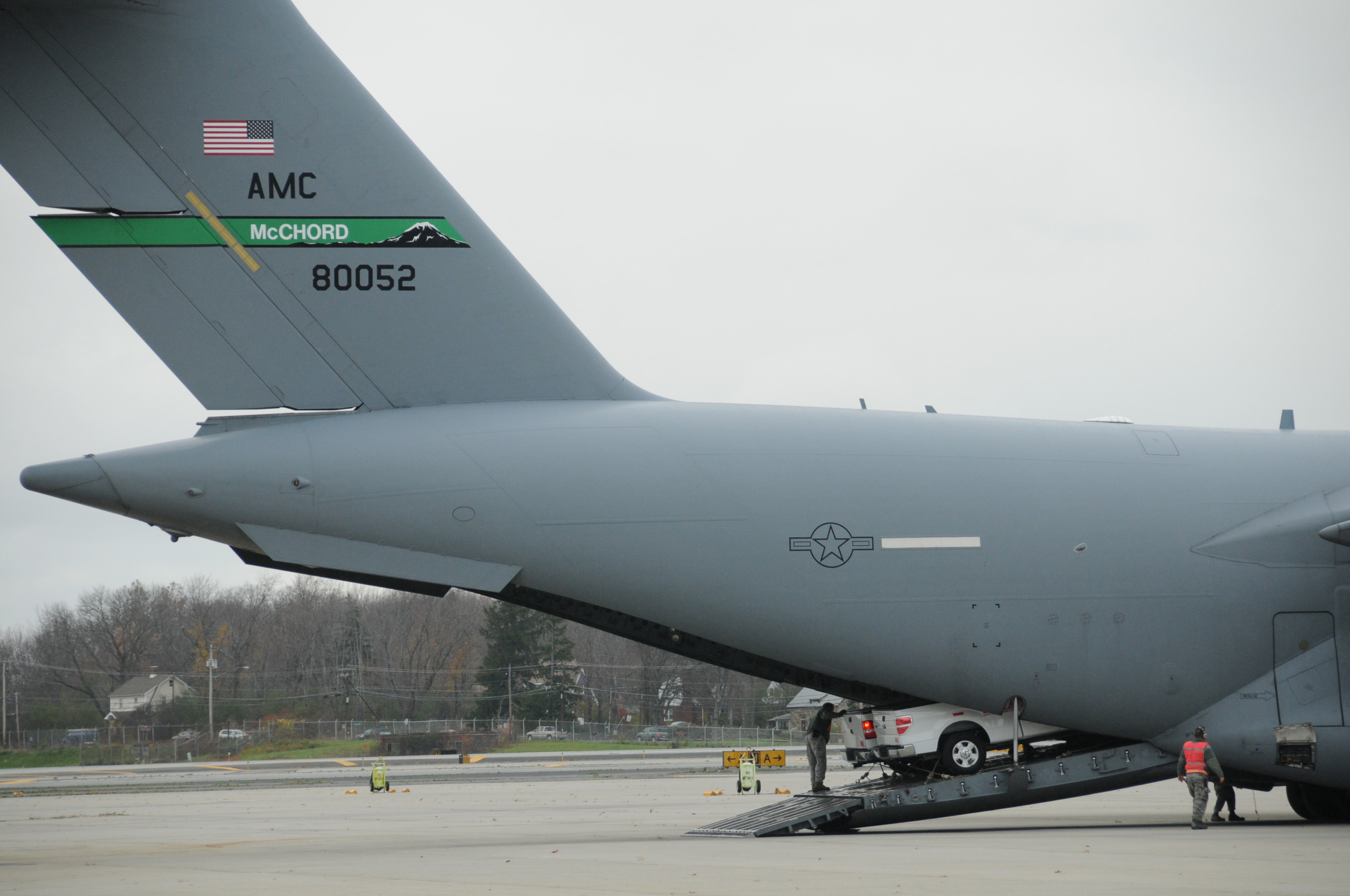 Air Force flies relief supplies, power vehicles into New York