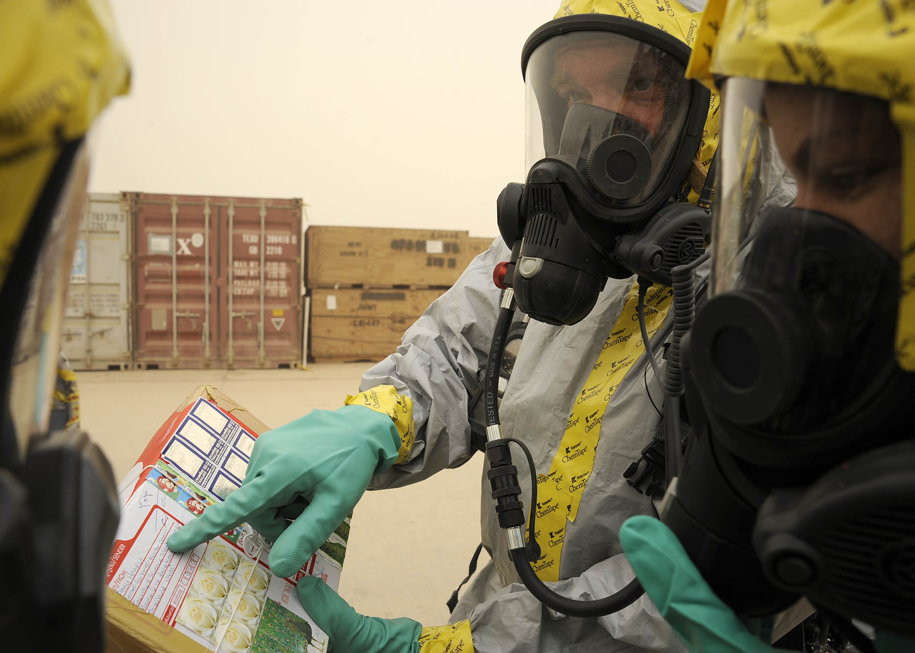Airmen inspect exiled mail for hazardous material