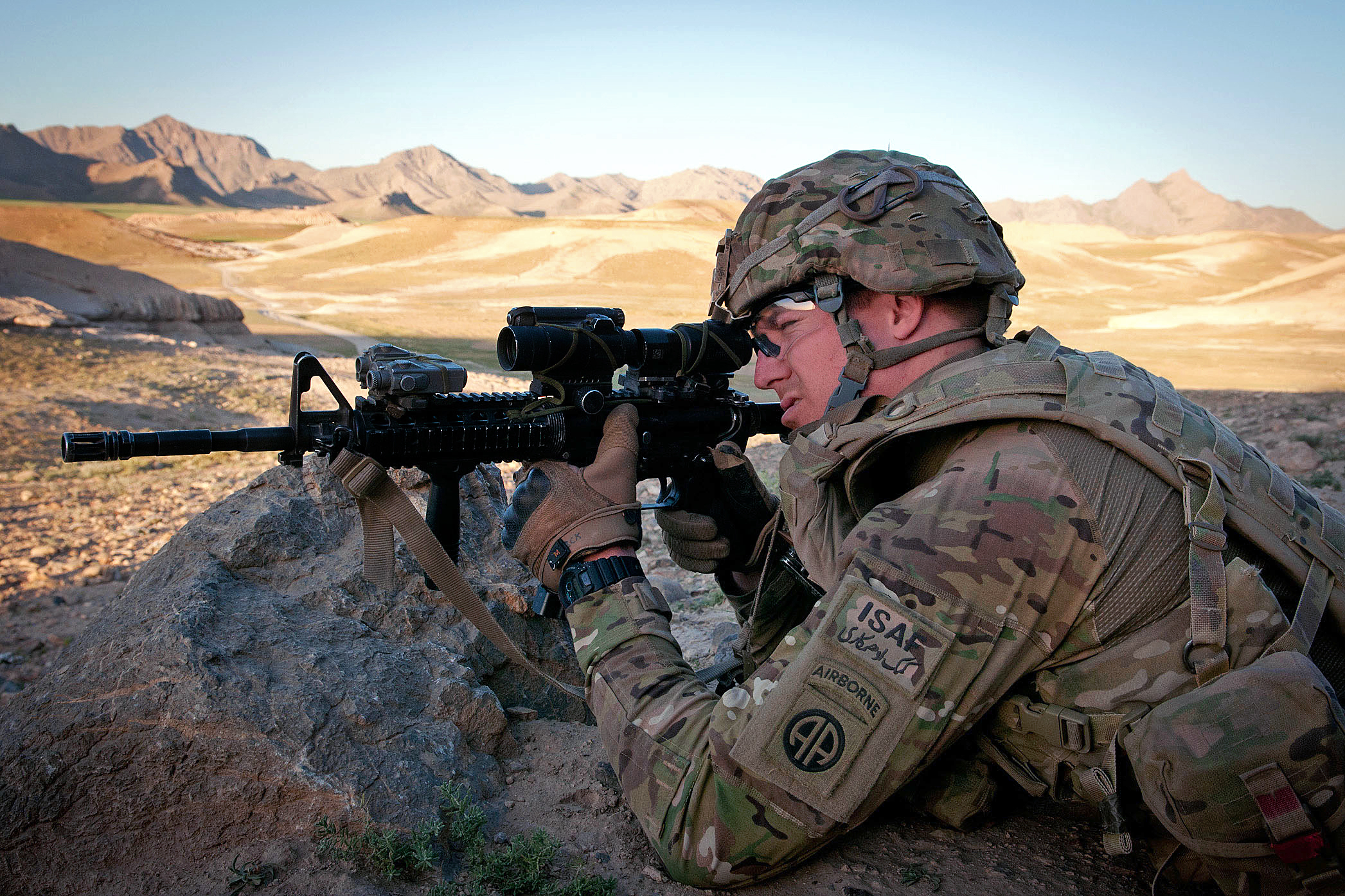 A U.S. paratrooper pulls security during a combat operation in ...