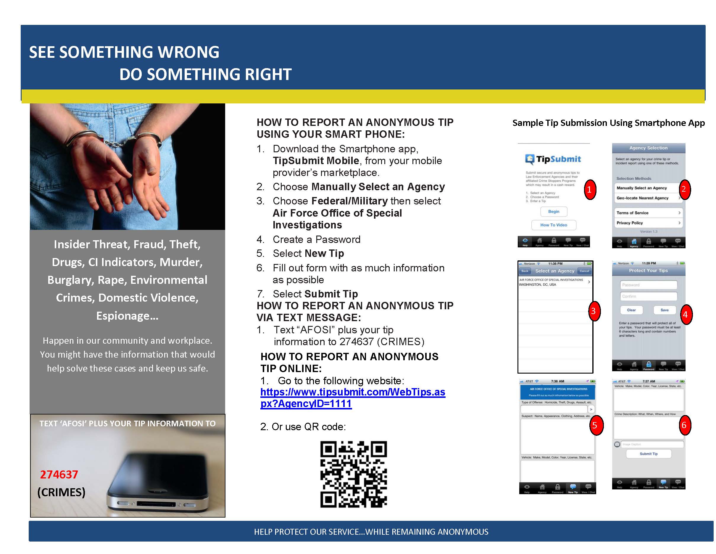 AFOSI Tip Line provides new ways to report suspicious activity ...