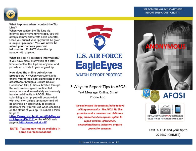 AFOSI Tip Line provides new ways to report suspicious activity ...