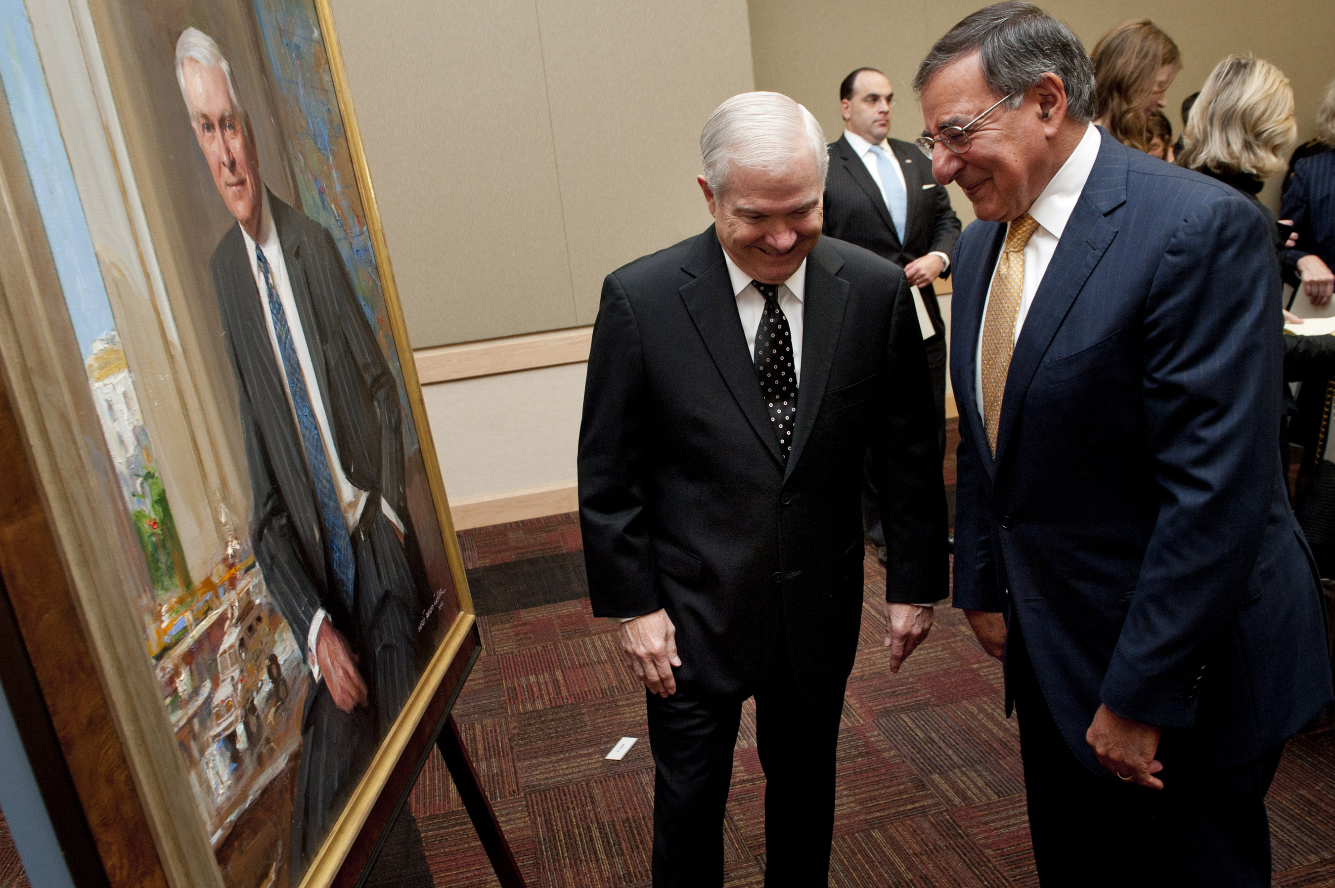 Defense Secretary Leon E. Panetta, right, and his predecessor Robert M ...