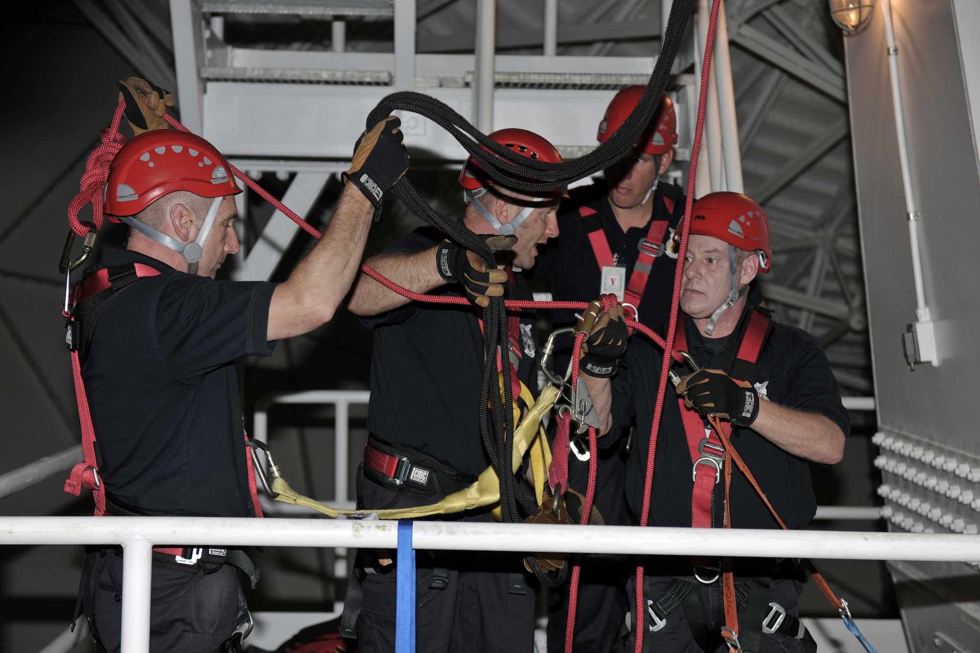 422nd Civil Engineer Squadron Fire Department conducts high angle ...