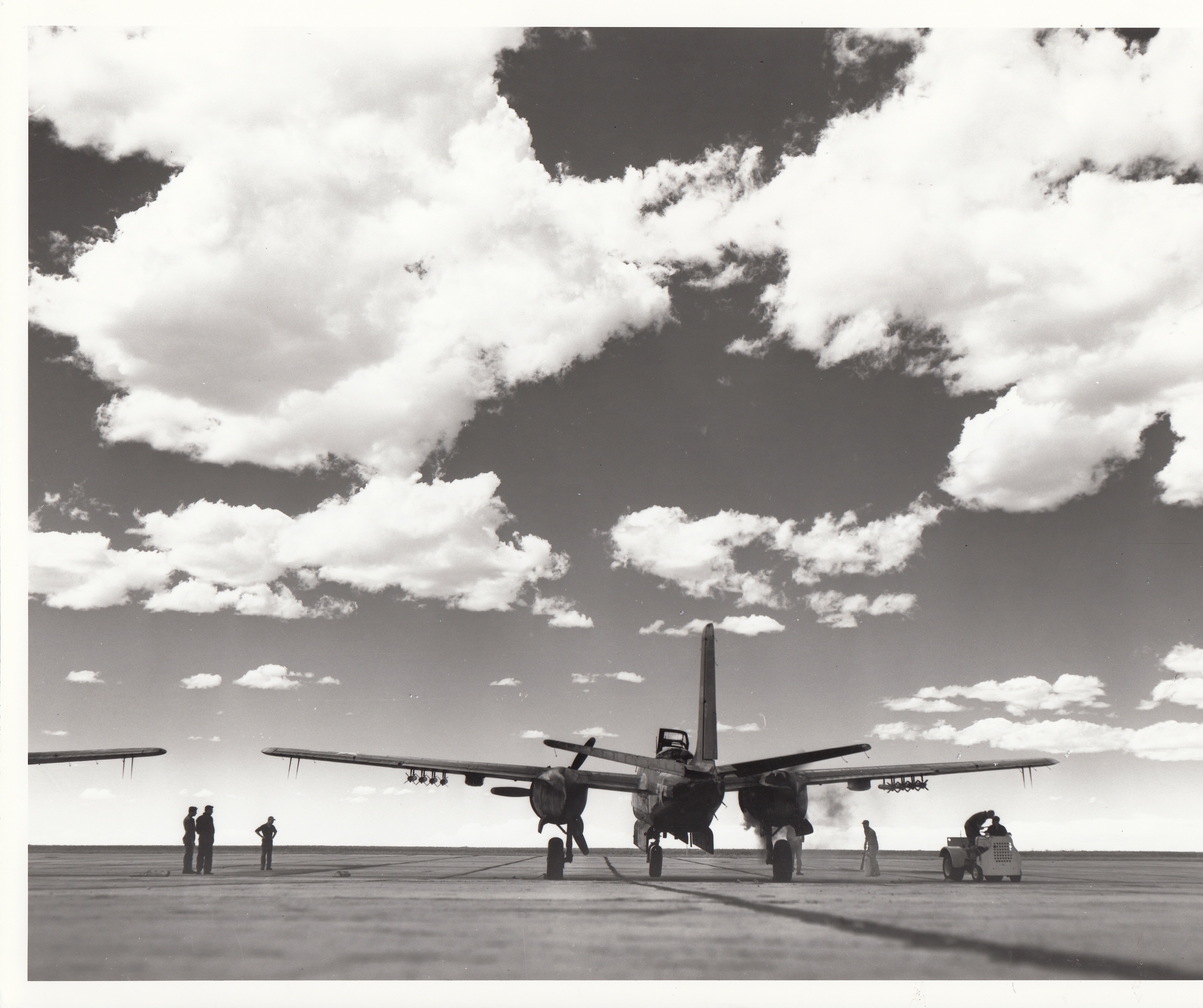 An Air National Guard Douglas B-26 Invader warms up before a simulated ...