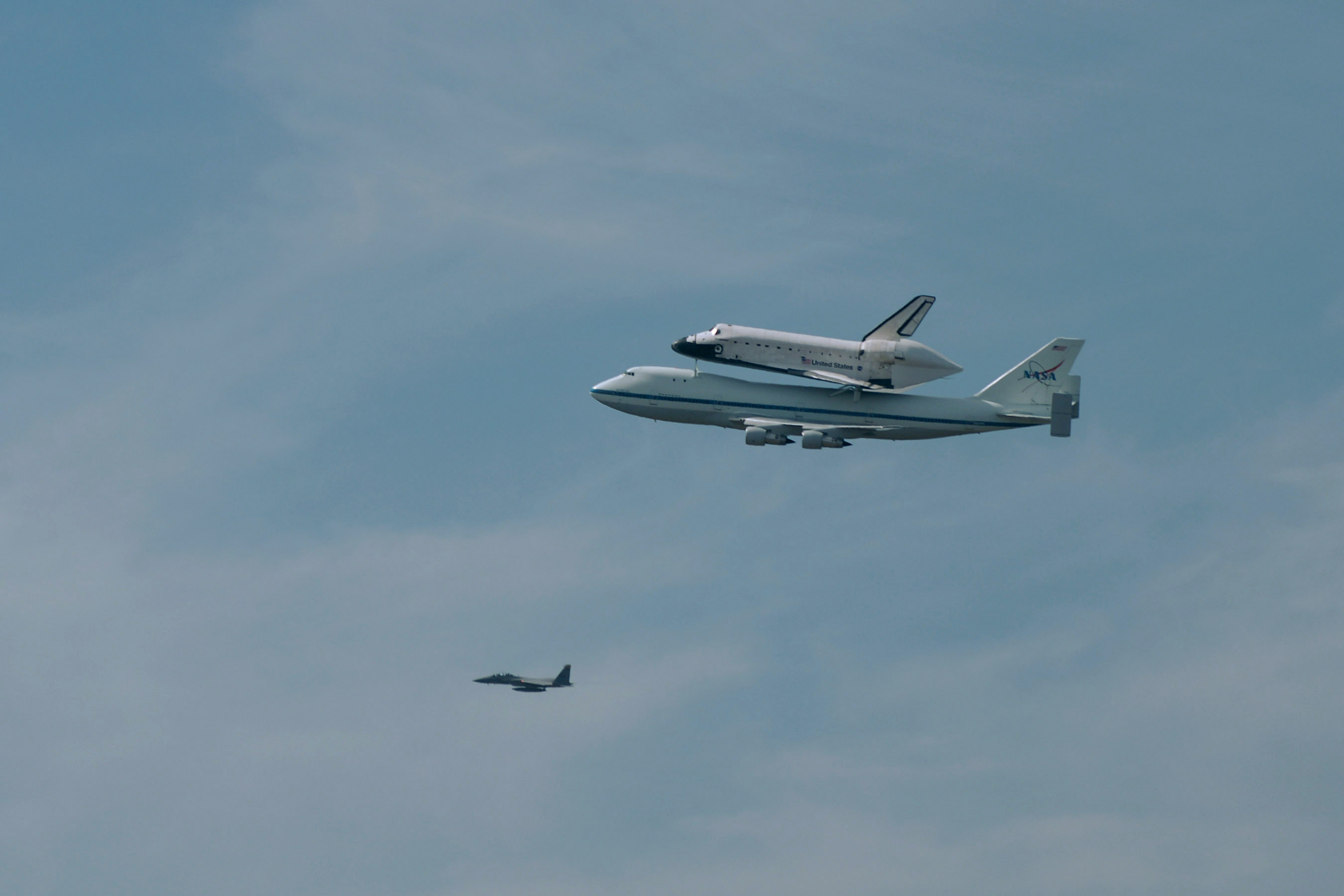 space shuttle fly over