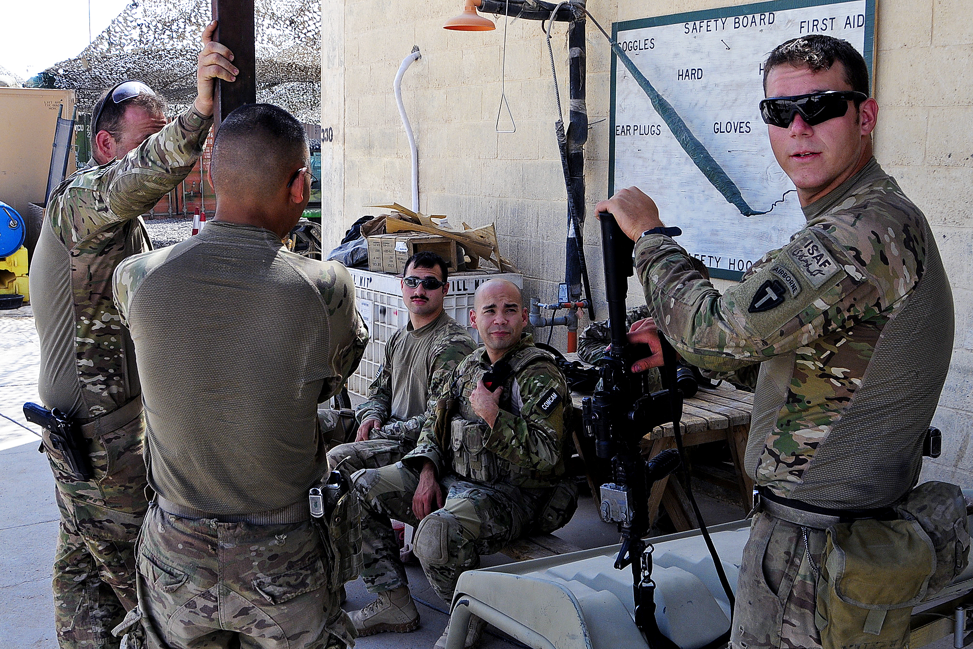 U.S. troops enjoy a break before departing Forward Operating Base Farah, Sept. 25, 2012, on a ...