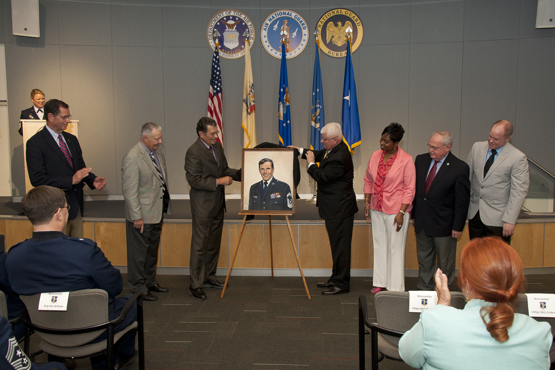 Retired ANG CCMs unveil a portrait of Chief Master Sgt. Theodore H ...