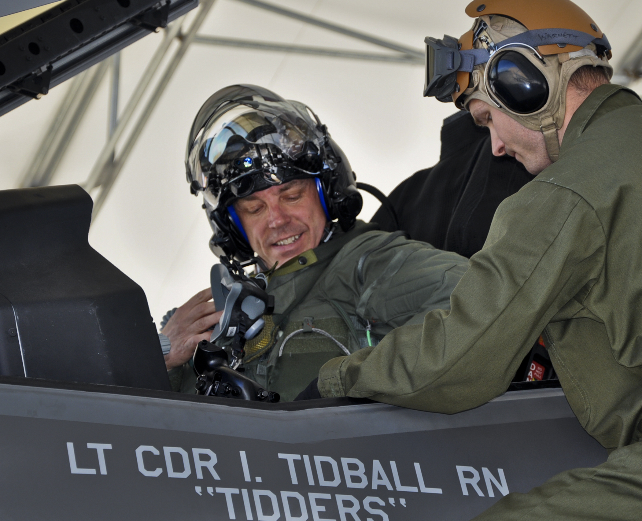 UK Navy pilot flies 1st sortie
