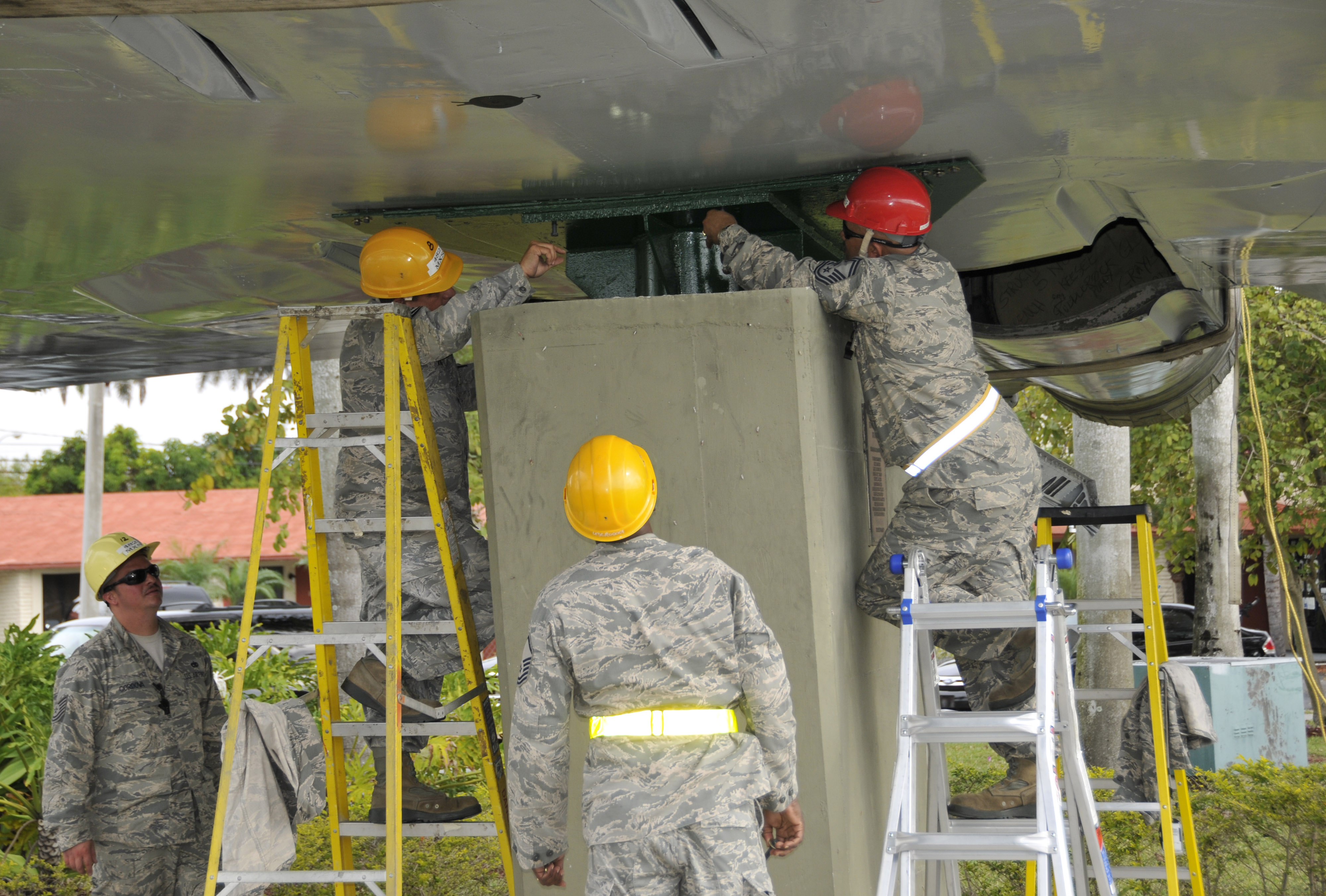 Base delivers static display jet back to its pedestal in city of ...