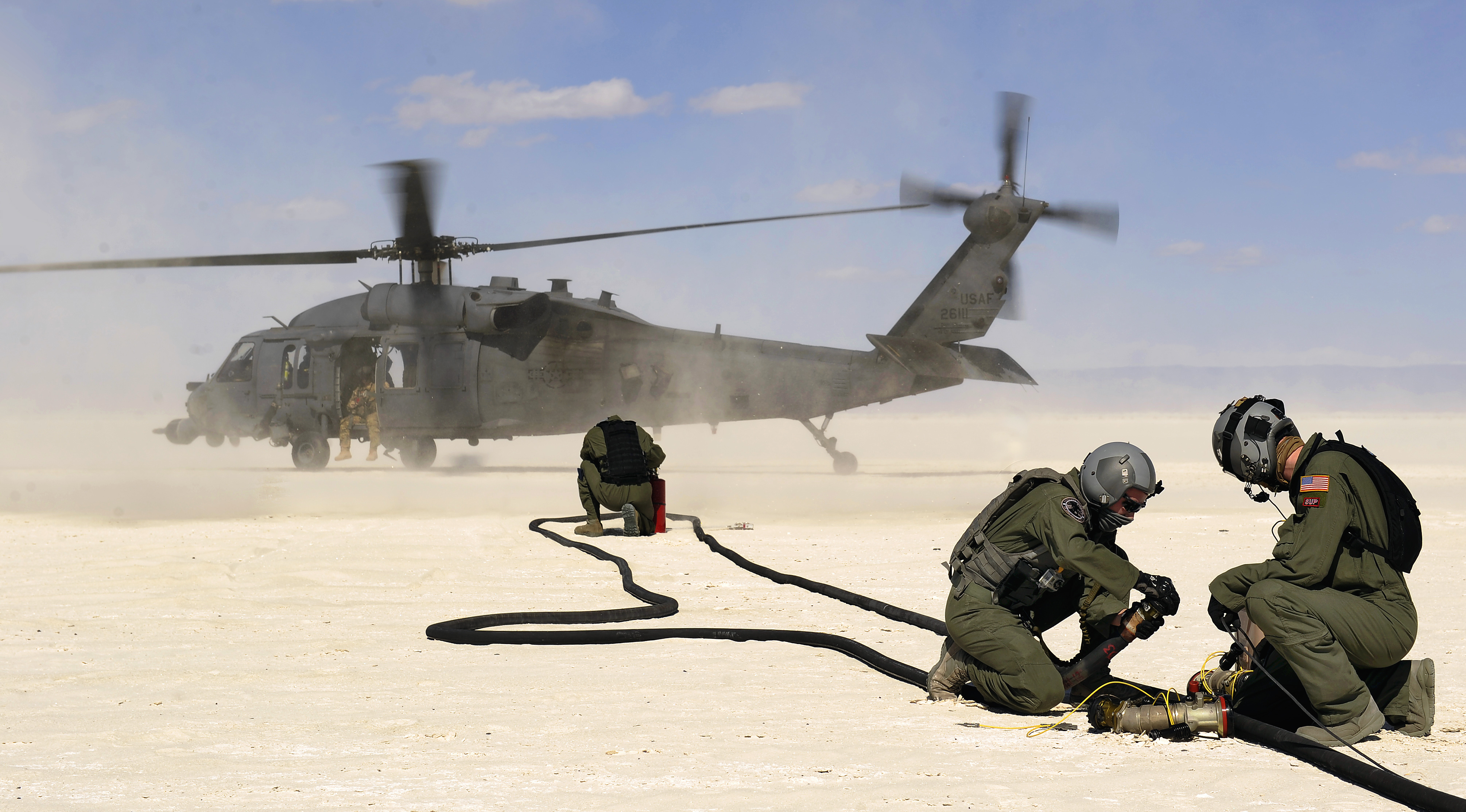Airmen finalize setting up a forward area refueling point during Angel ...