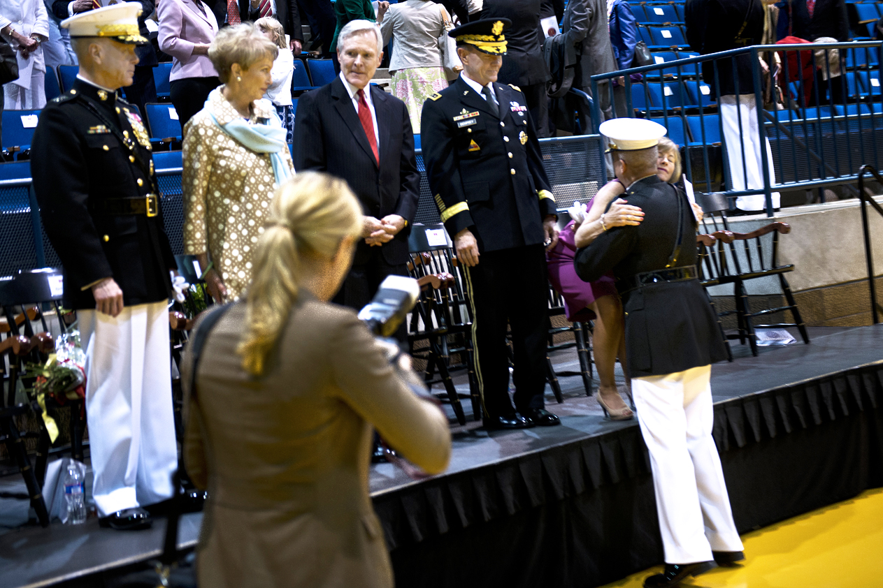 Deanie Dempsey, wife of Army Gen. Martin E. Dempsey, embraces Marine ...