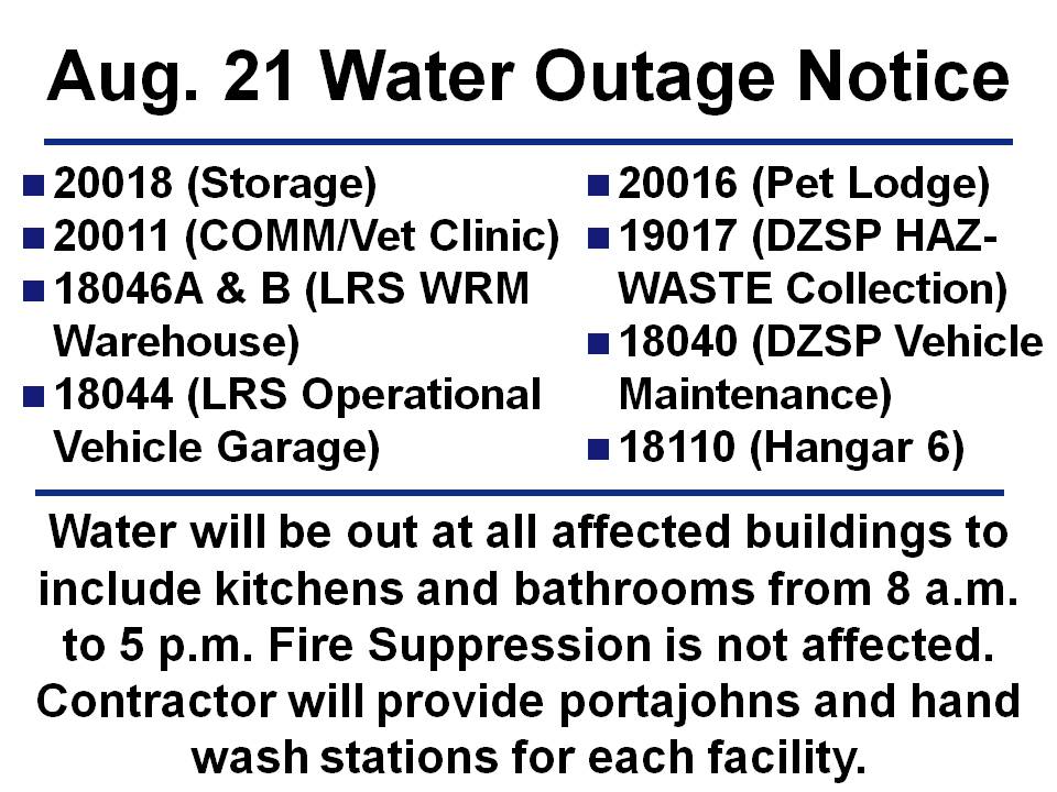 Aug. 21 Water Outage Notice