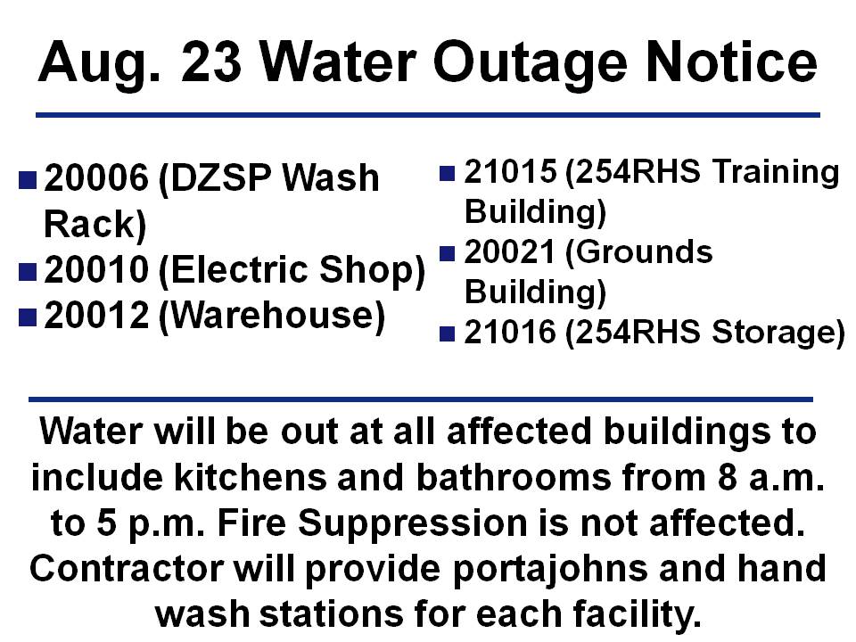 Aug. 23 Water Outage Notice