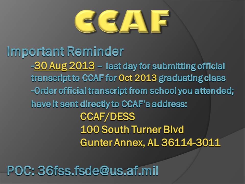 CCAF Graduation Reminder