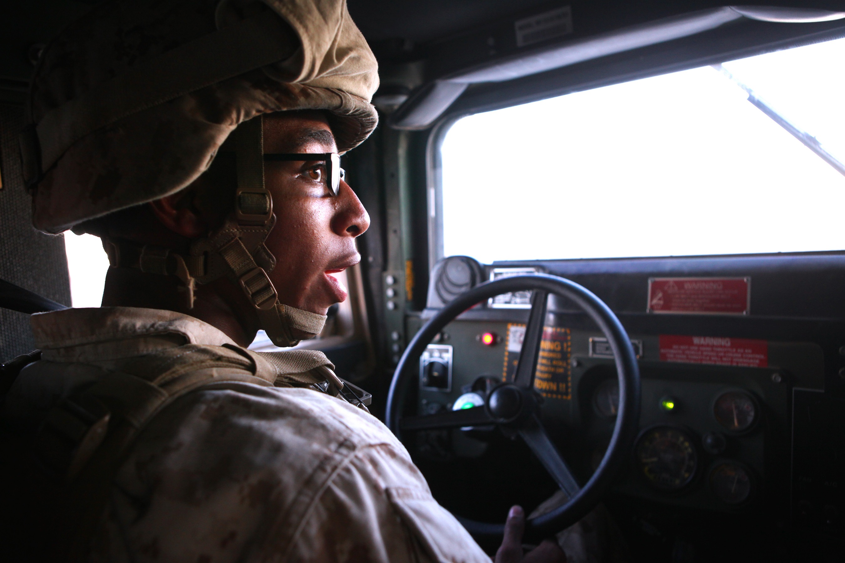 Motor T Marines tread road carefully for simulated enemy attacks > 1st ...