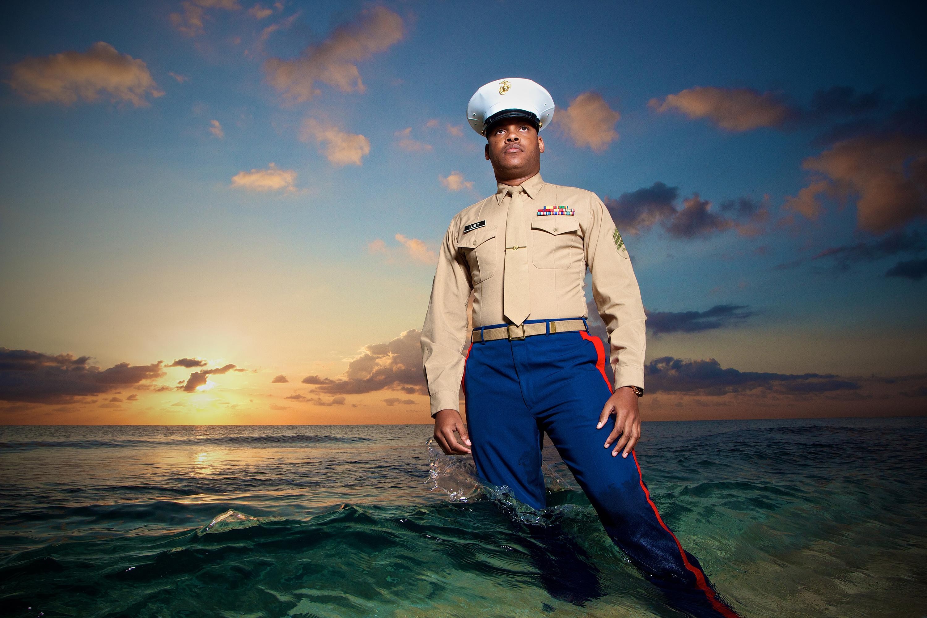 Warrrior from the sea comes ashore to find future Marines