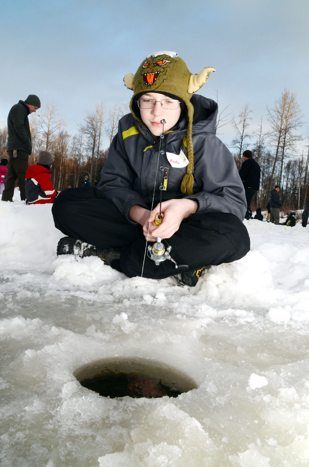 JBER youth get outside, ice-fish at Hillberg