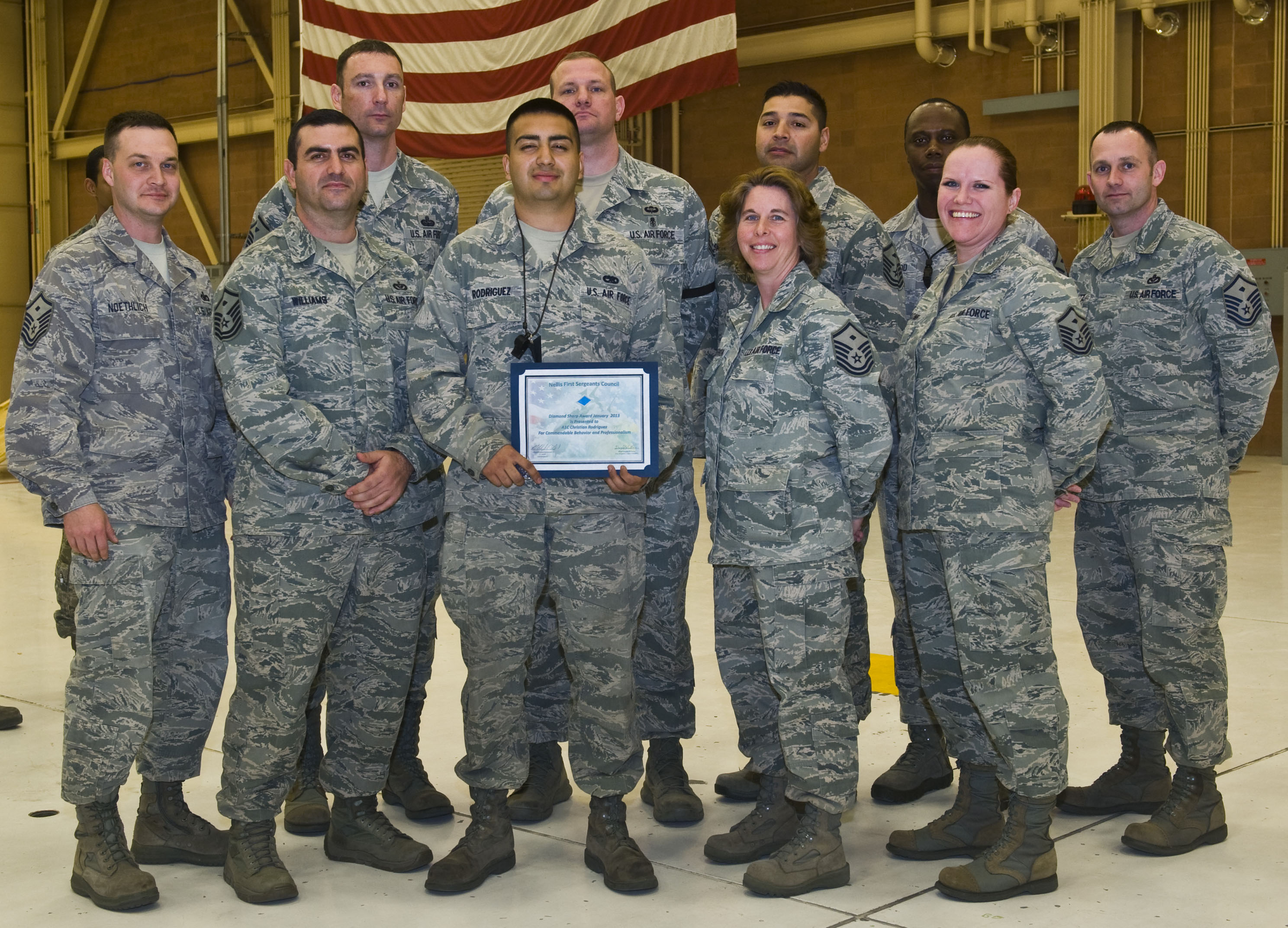 Nellis First Sergeants' Association present the Diamond Sharp Award ...