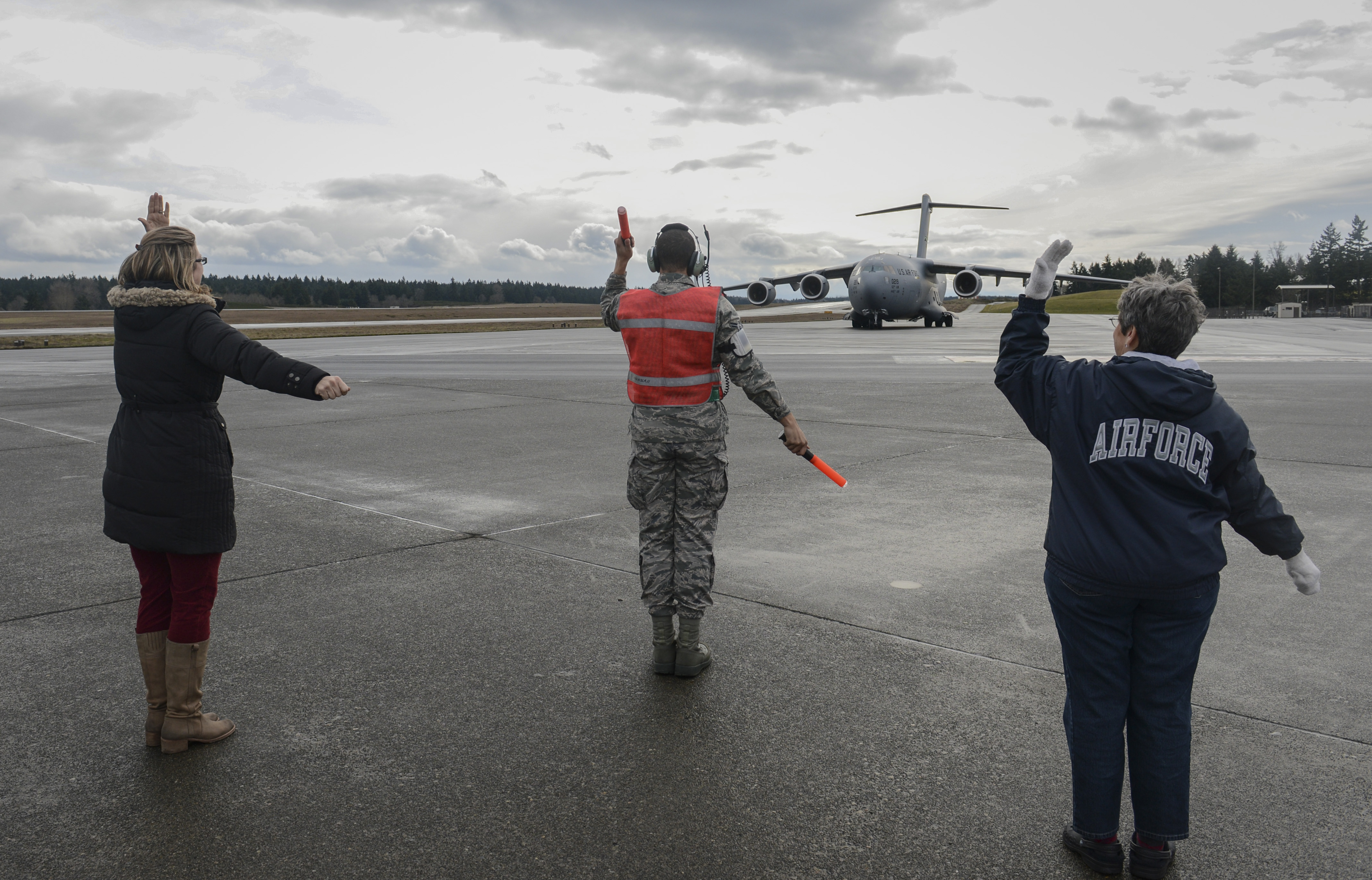 Marshaling in McChord's newest jet