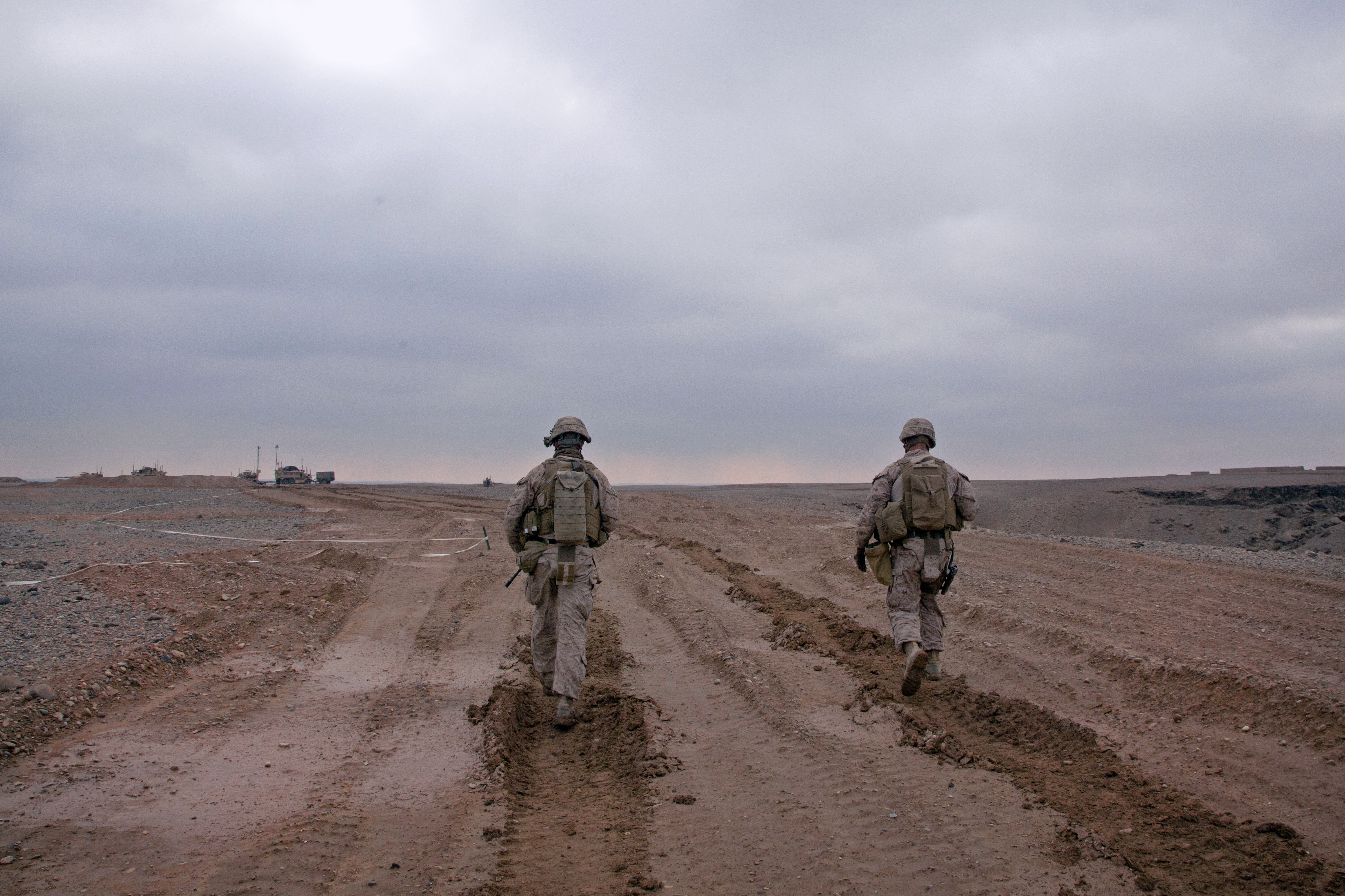 U.S. Marine Corps Lt. Col. Brian Neil, right, and U.S. Marine Corps ...