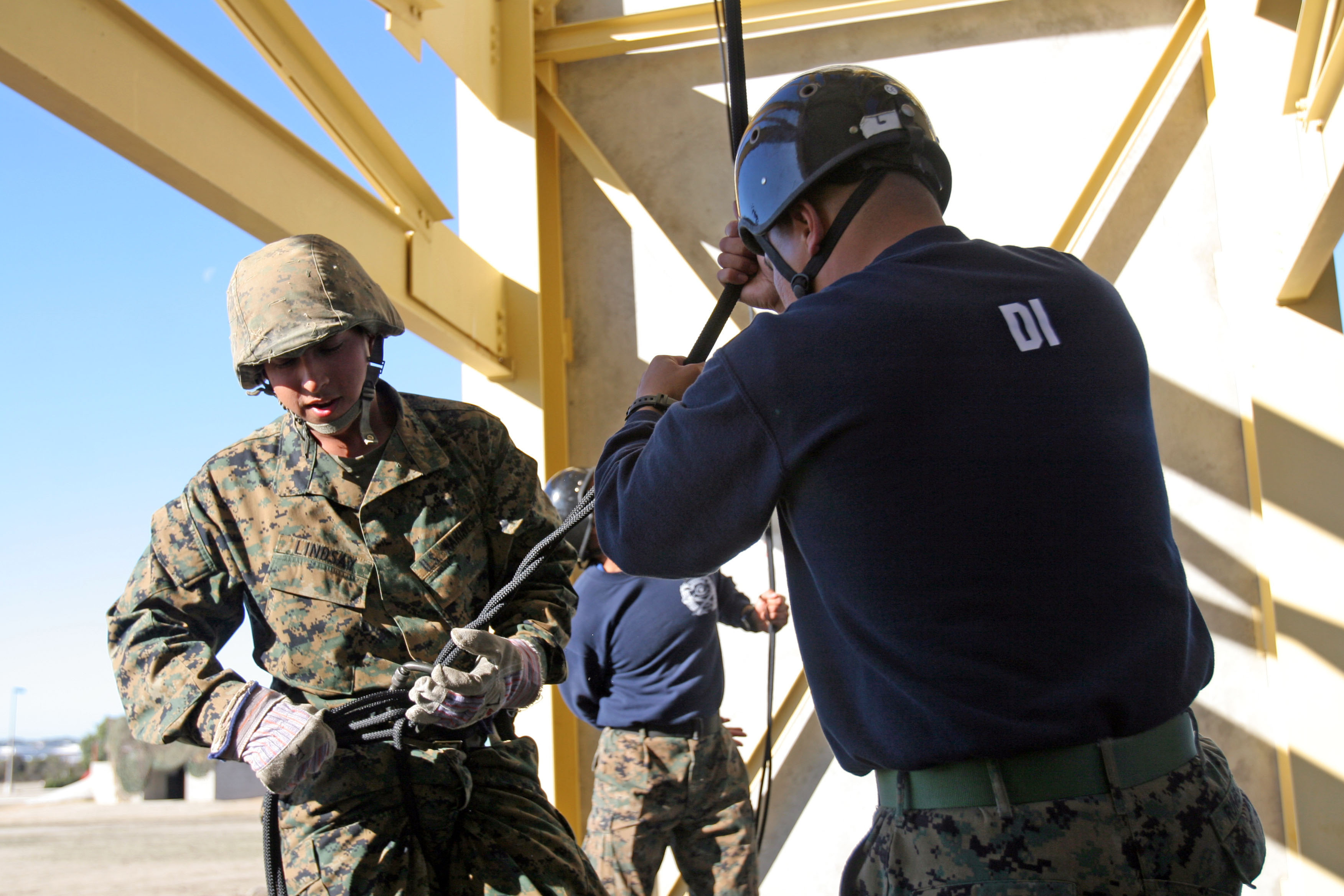 A recruit of Company M, 3rd Recruit Training Battalion, begins to ...