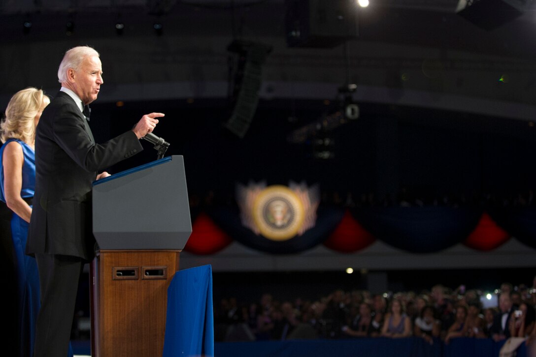 Vice President Joe Biden thanks military members for their service and ...