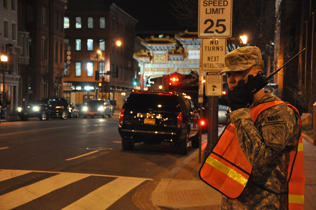 Virginia National Guardsmen operate traffic control points before the ...