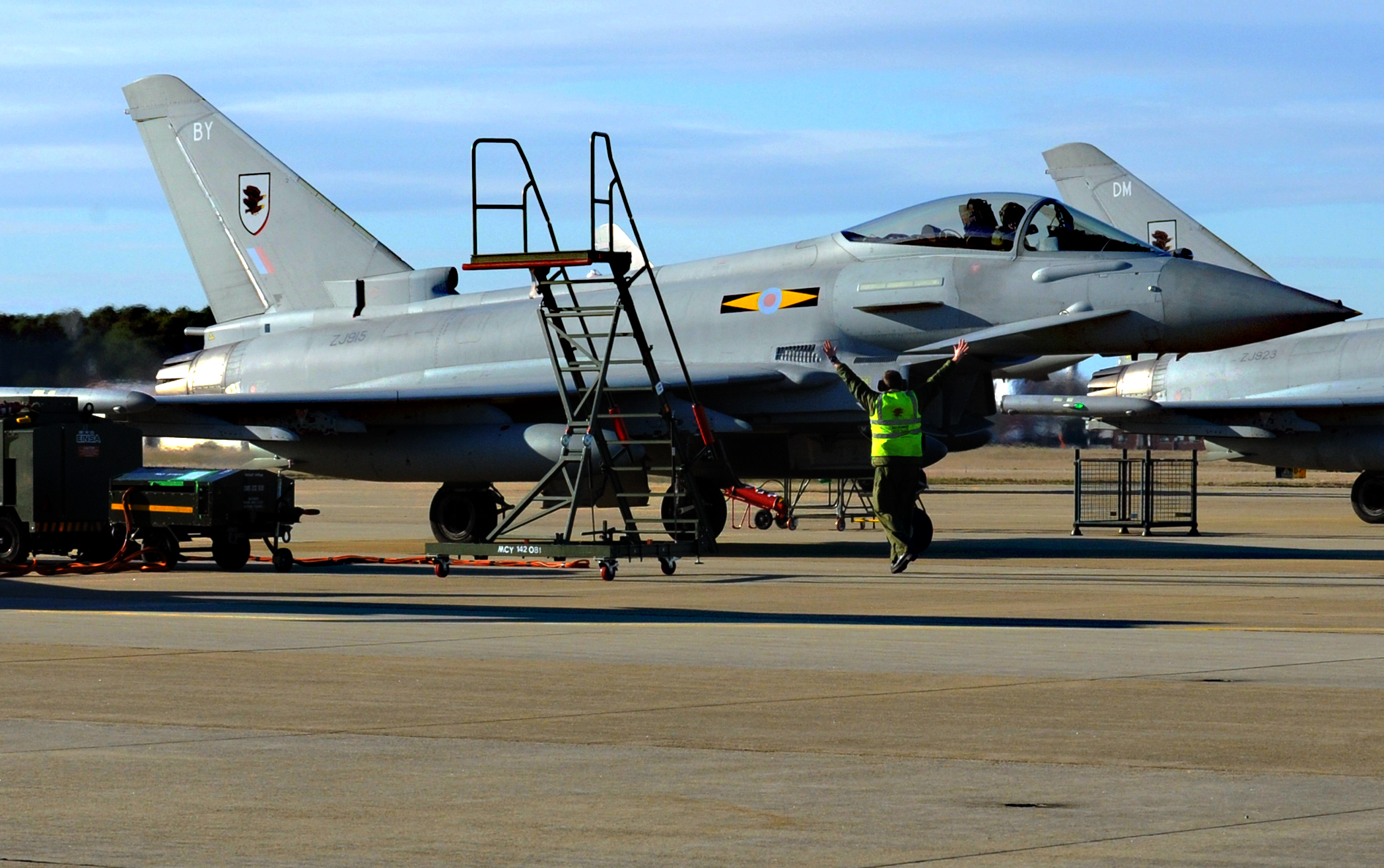 British Typhoons integrate with Langley AFB Raptors