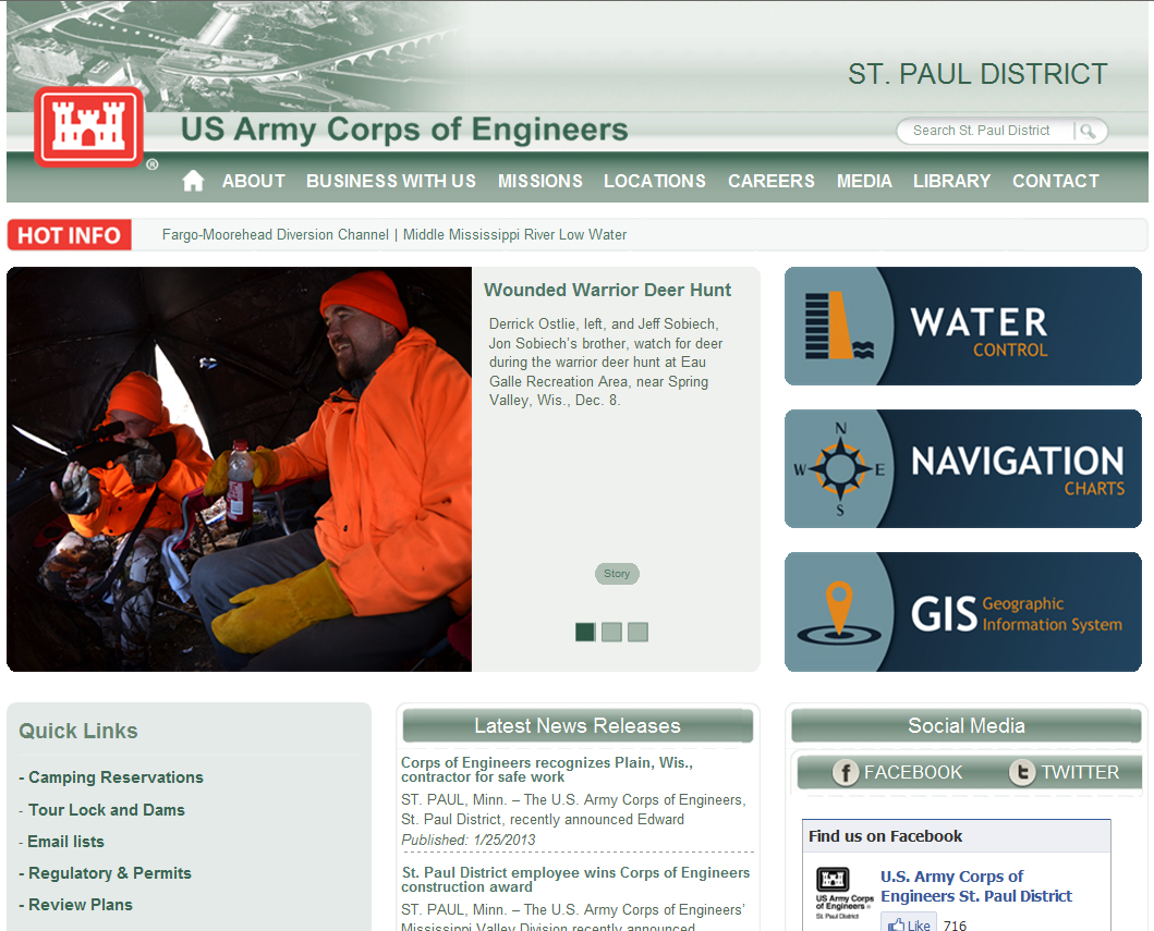 St. Paul District, Corps of Engineers website gets new look > St. Paul ...