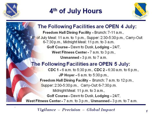 Independence Day Hours > Joint Base Andrews > Article Display