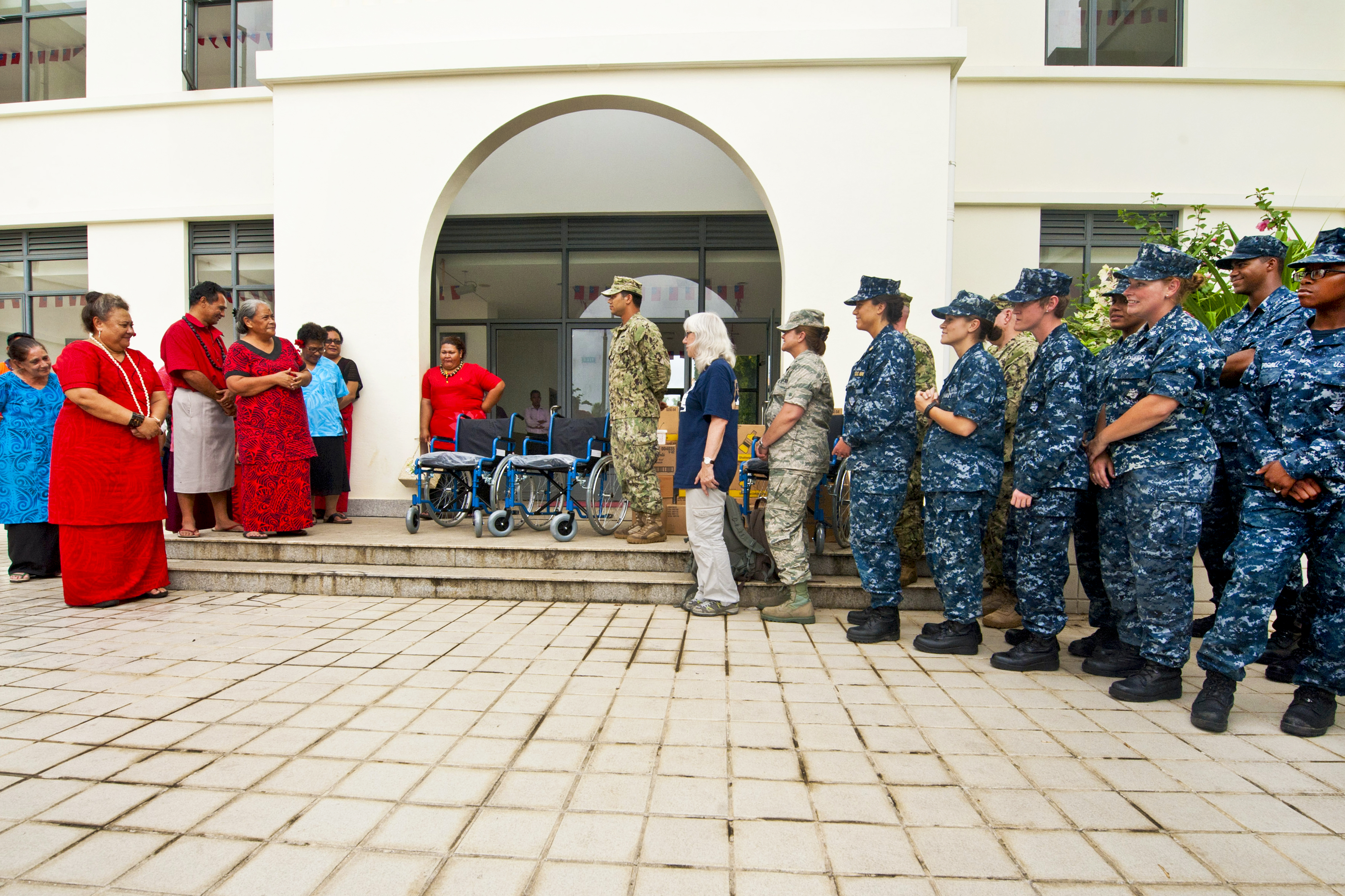 U.S. Navy Chief Saul Contreras addresses members of the Samoan Ministry ...