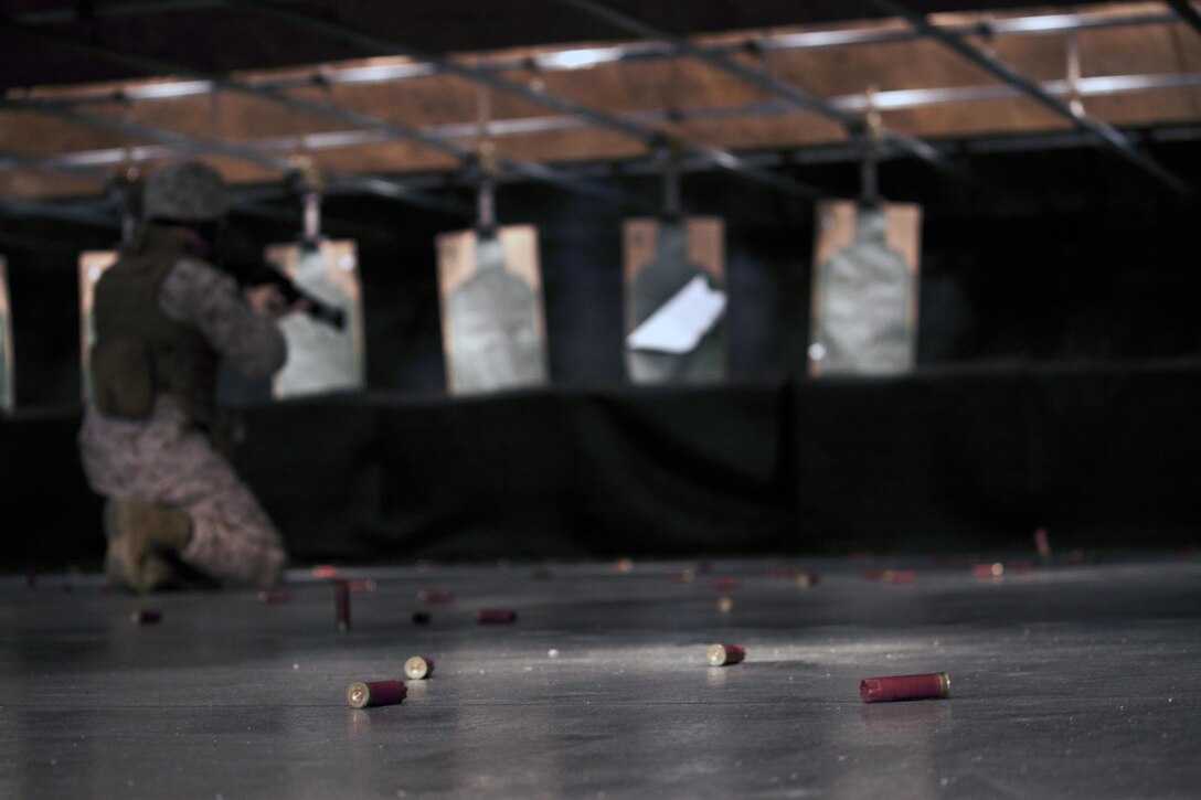 MWSS-171 Marines practice putting buck shot downrange